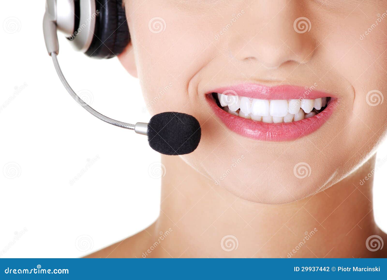 Beautiful Young Call-center Assistant Smiling Stock Photo - Image of ...