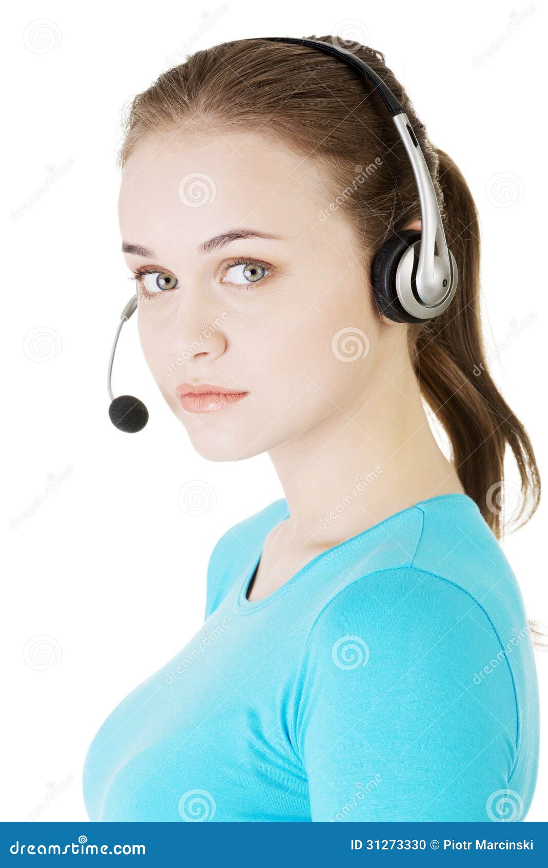 Beautiful Young Call-center Assistant Smiling Stock Photo - Image of ...