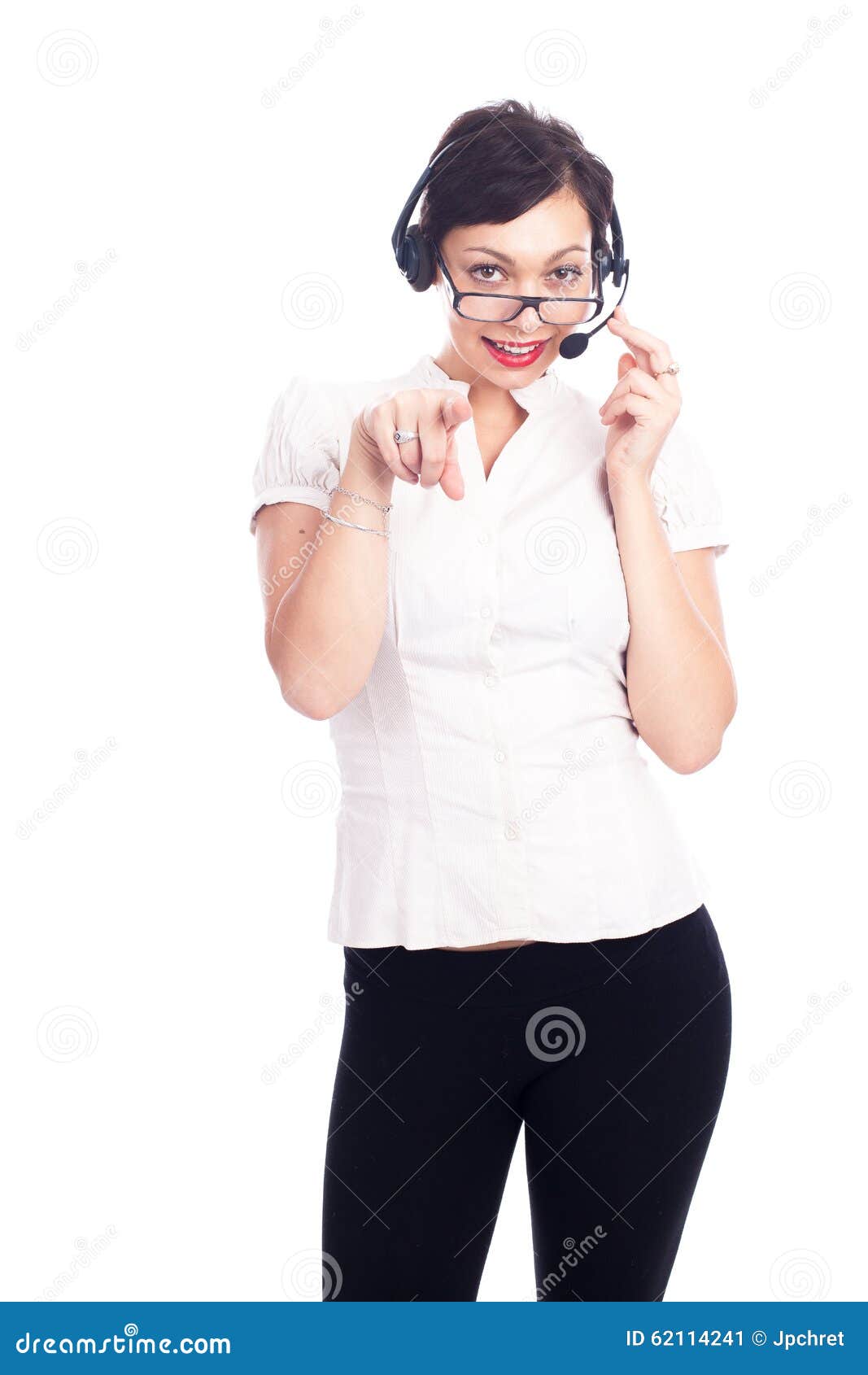 Beautiful Young Call-center Assistant Smiling Stock Image - Image of ...