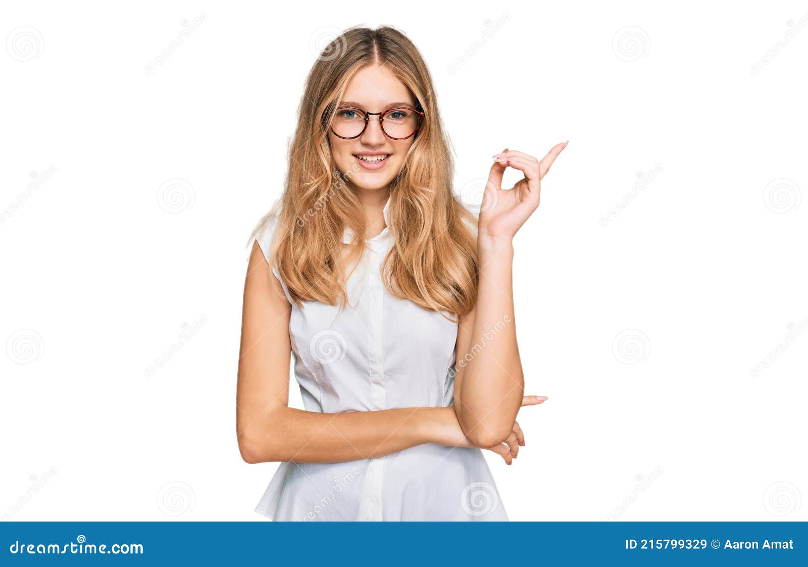 Beautiful Young Caucasian Girl Wearing Casual Clothes And Glasses With