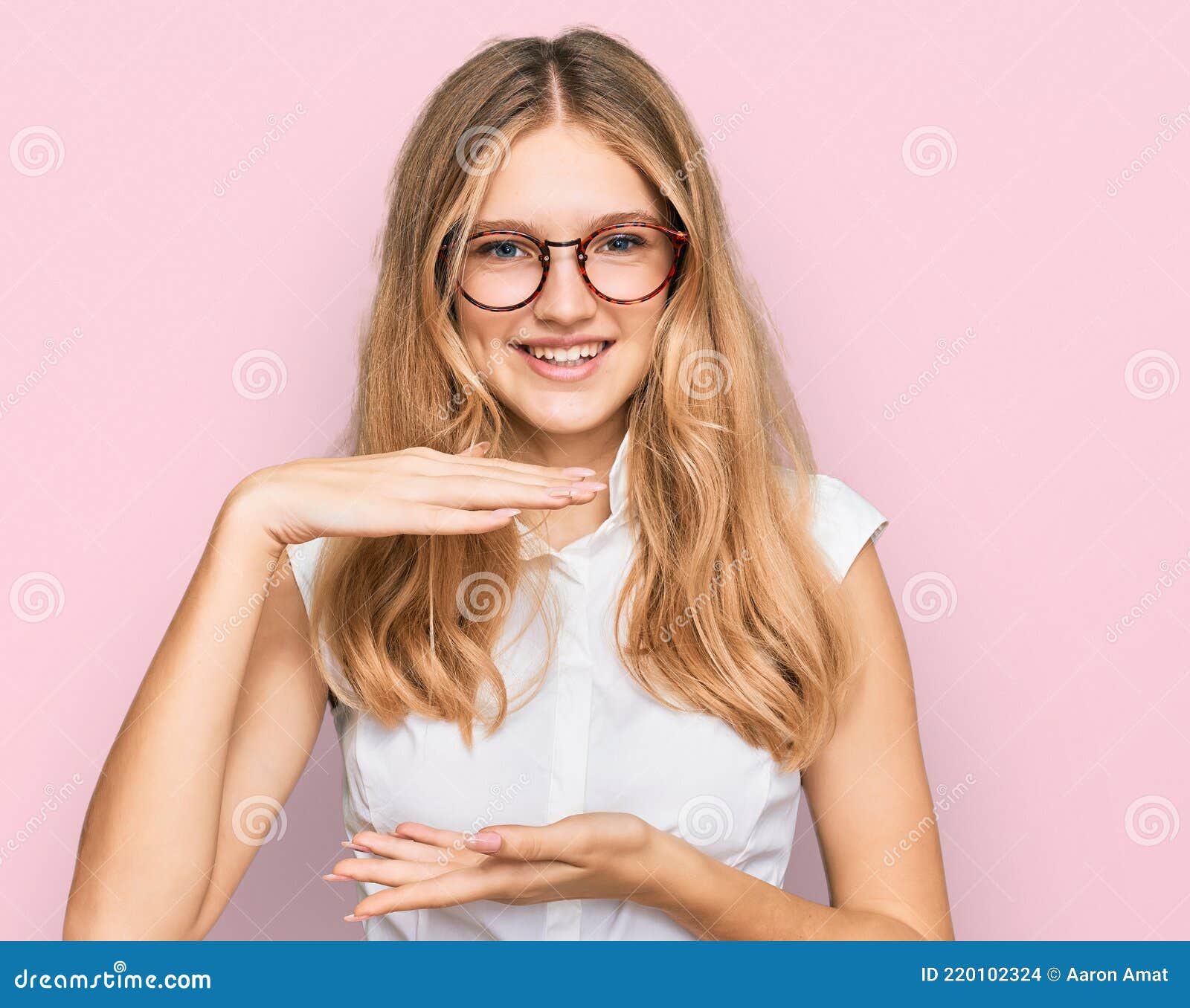 Beautiful Young Caucasian Girl Wearing Casual Clothes And Glasses