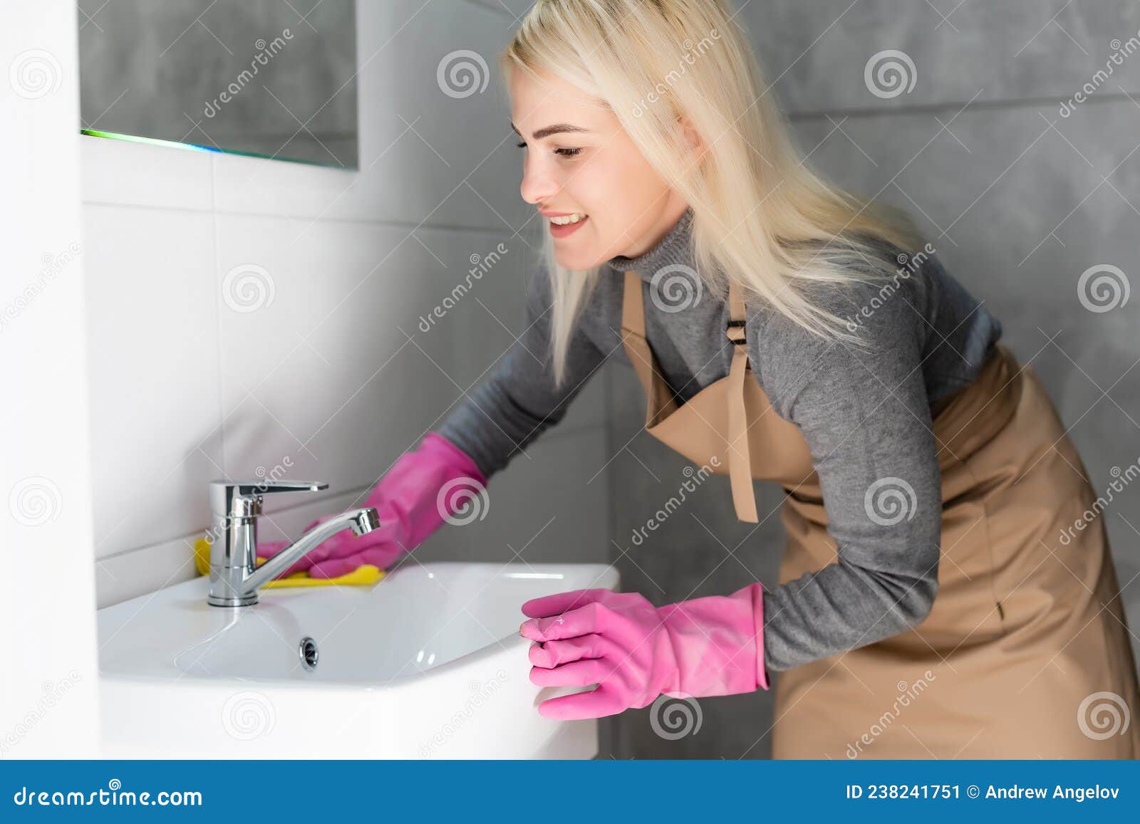Beautiful Young Cleaner Cleaning Office Stock Image - Image of girl ...
