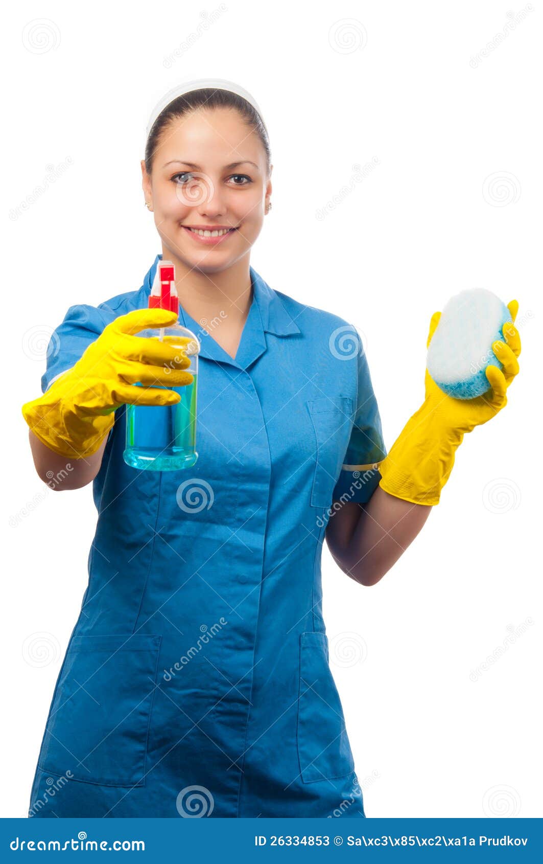 Beautiful Young Cleaning Lady Isolated On White Stock Photos - Image ...