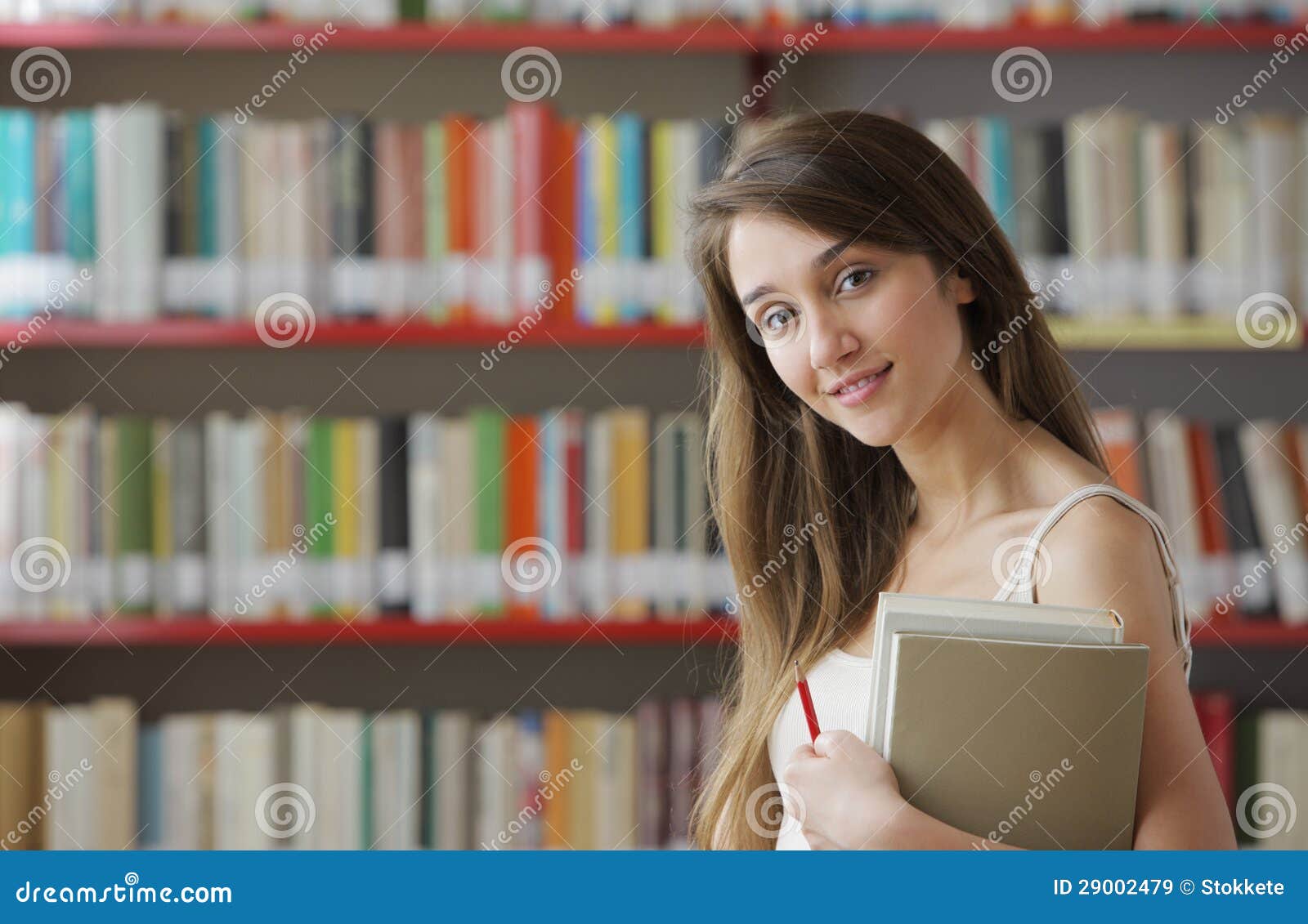 A Beautiful Young College Student. Stock Image - Image of books ...