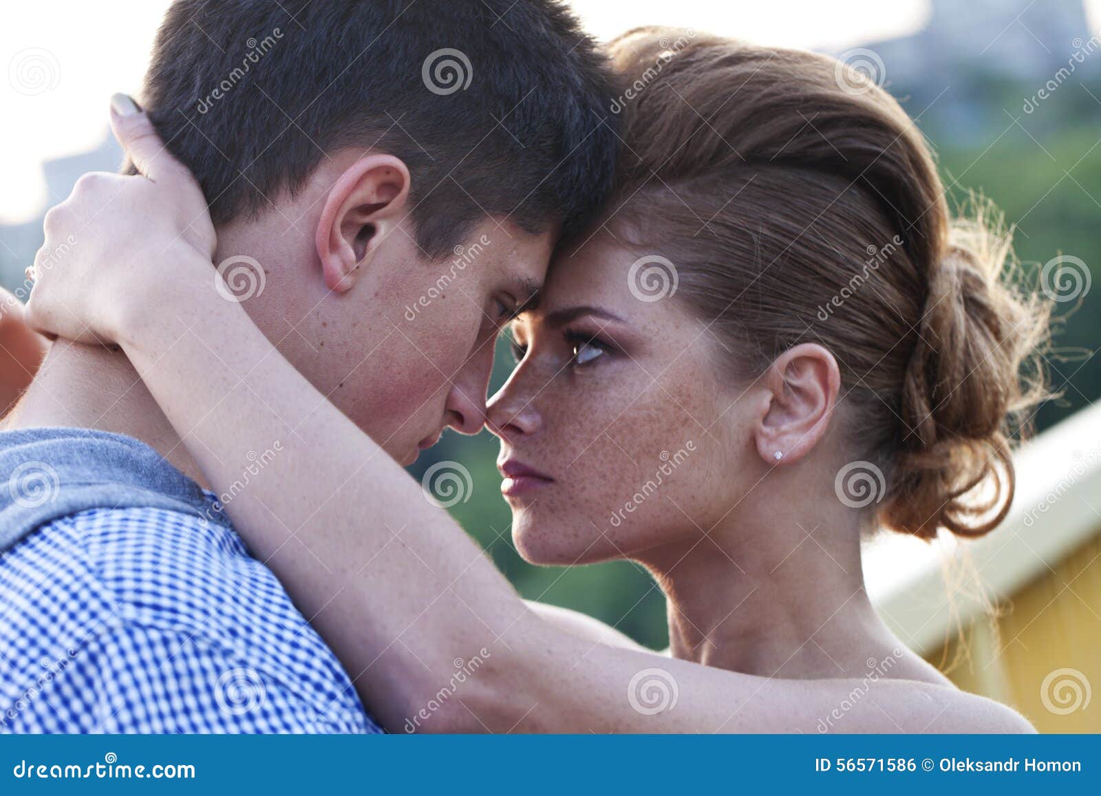 Beautiful Young Couple Close-up Portrait Stock Photo - Image of ...