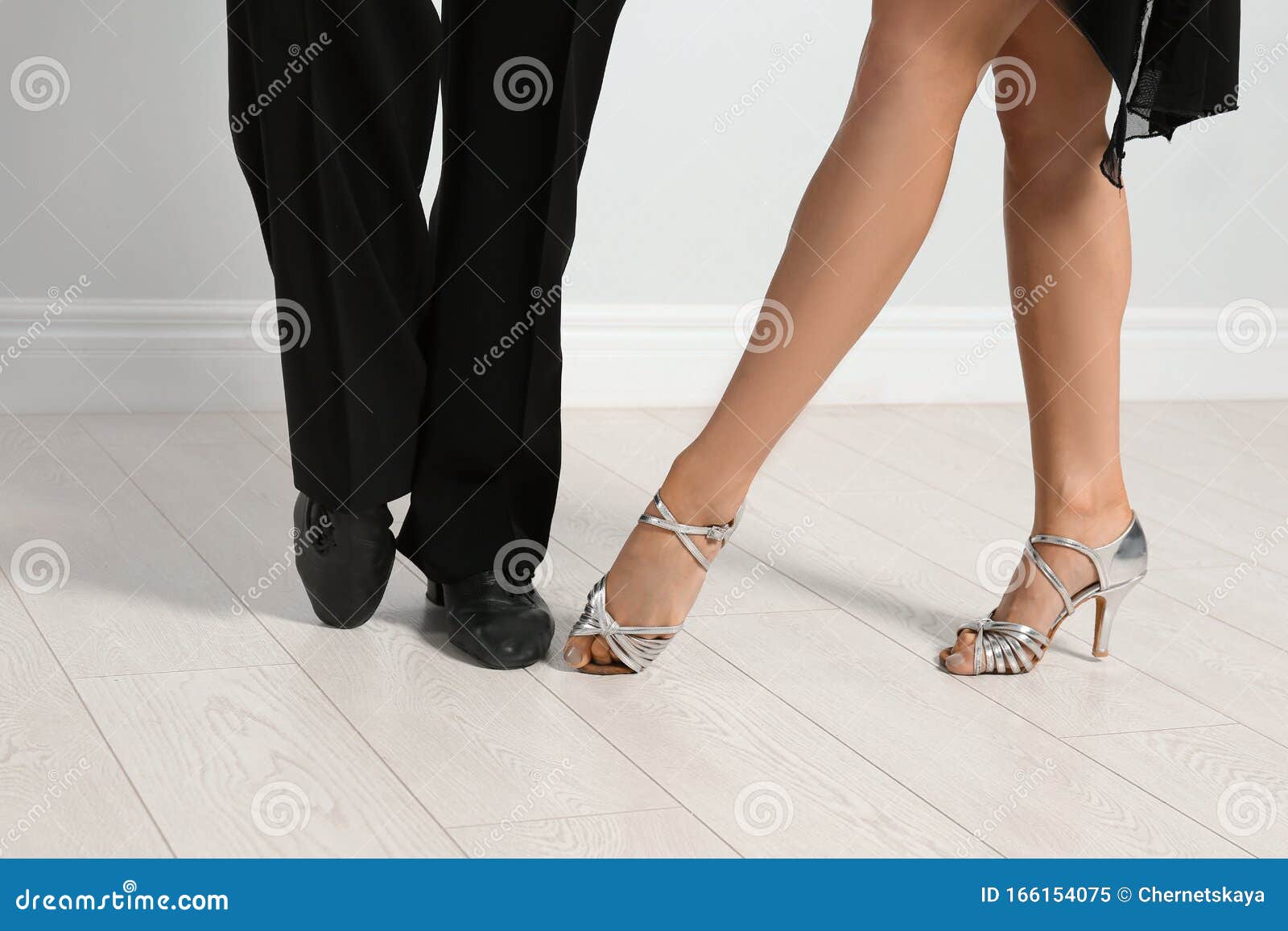 Beautiful Young Couple Dancing in Studio, Closeup of Legs Stock Image ...