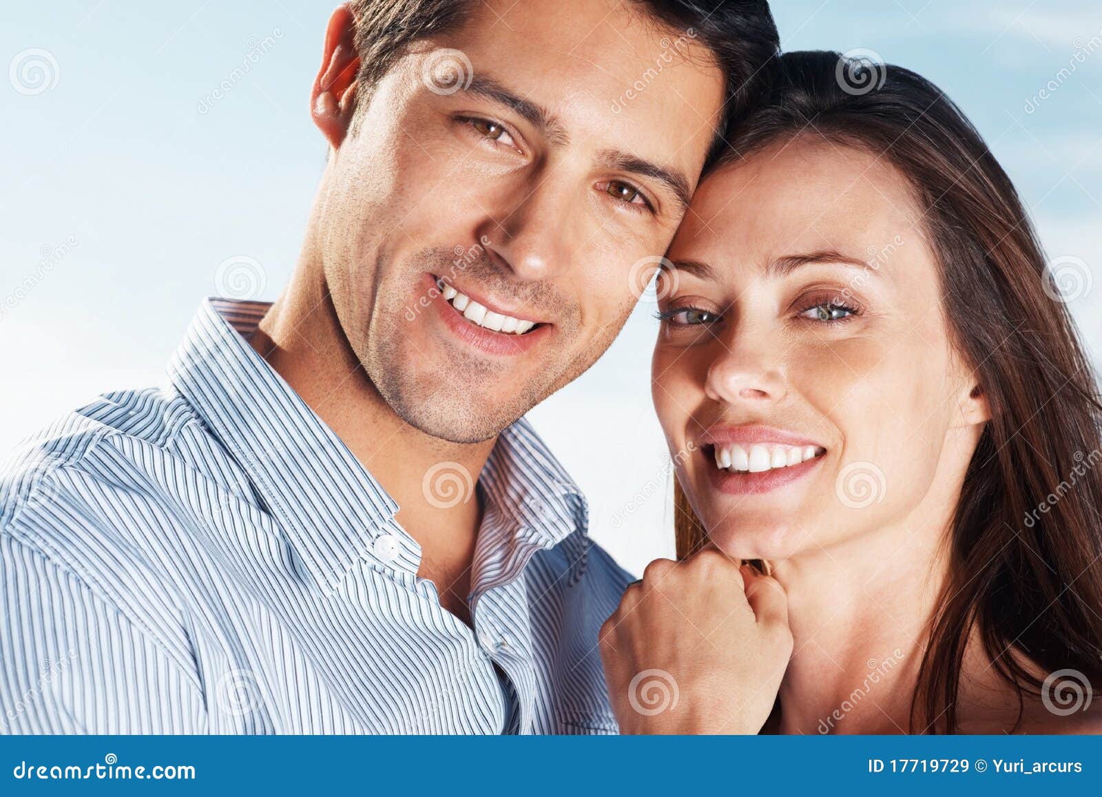 Beautiful Young Couple Smiling Together Stock Image - Image of closeup ...