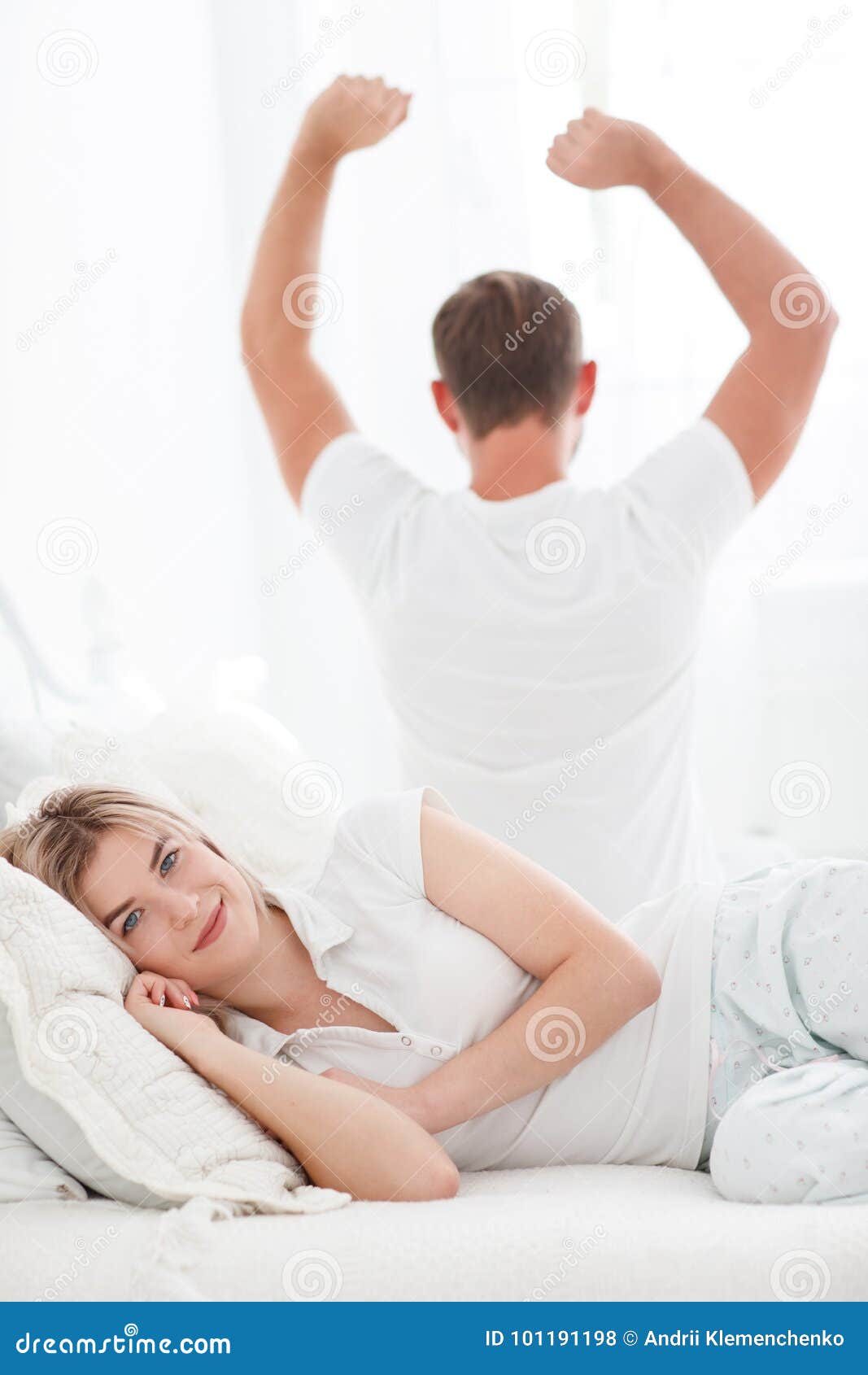 Sensual Young Couple Together In Bed Happy Couple In Bedroom On A