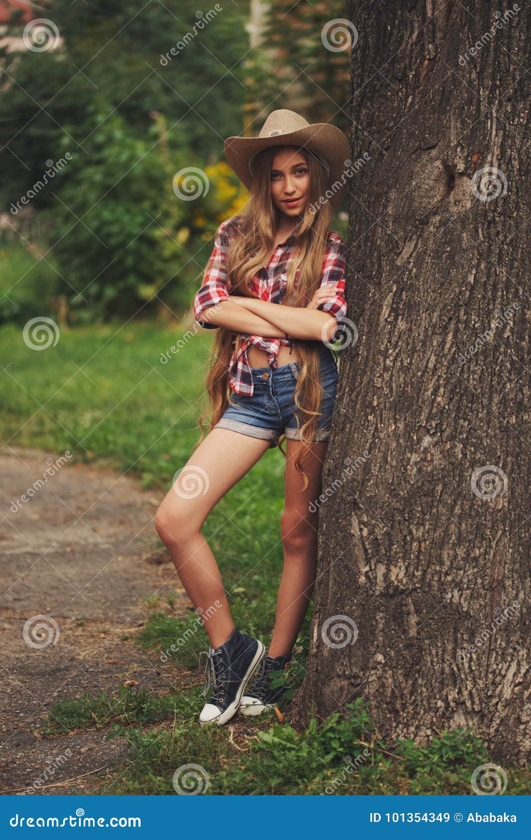 Beautiful Young Cowgirl With Long Hair Stock Image Image Of Country