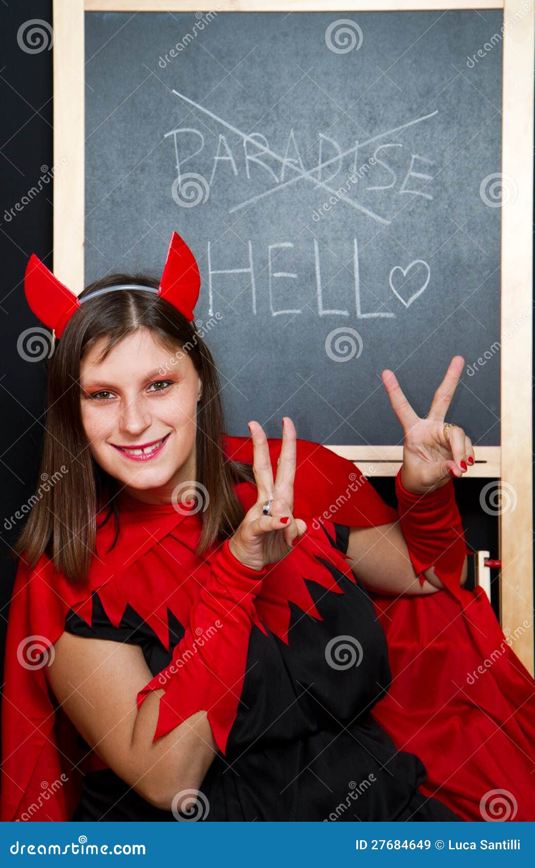 Beautiful Young Devil Woman Stock Image - Image of girl, expression ...