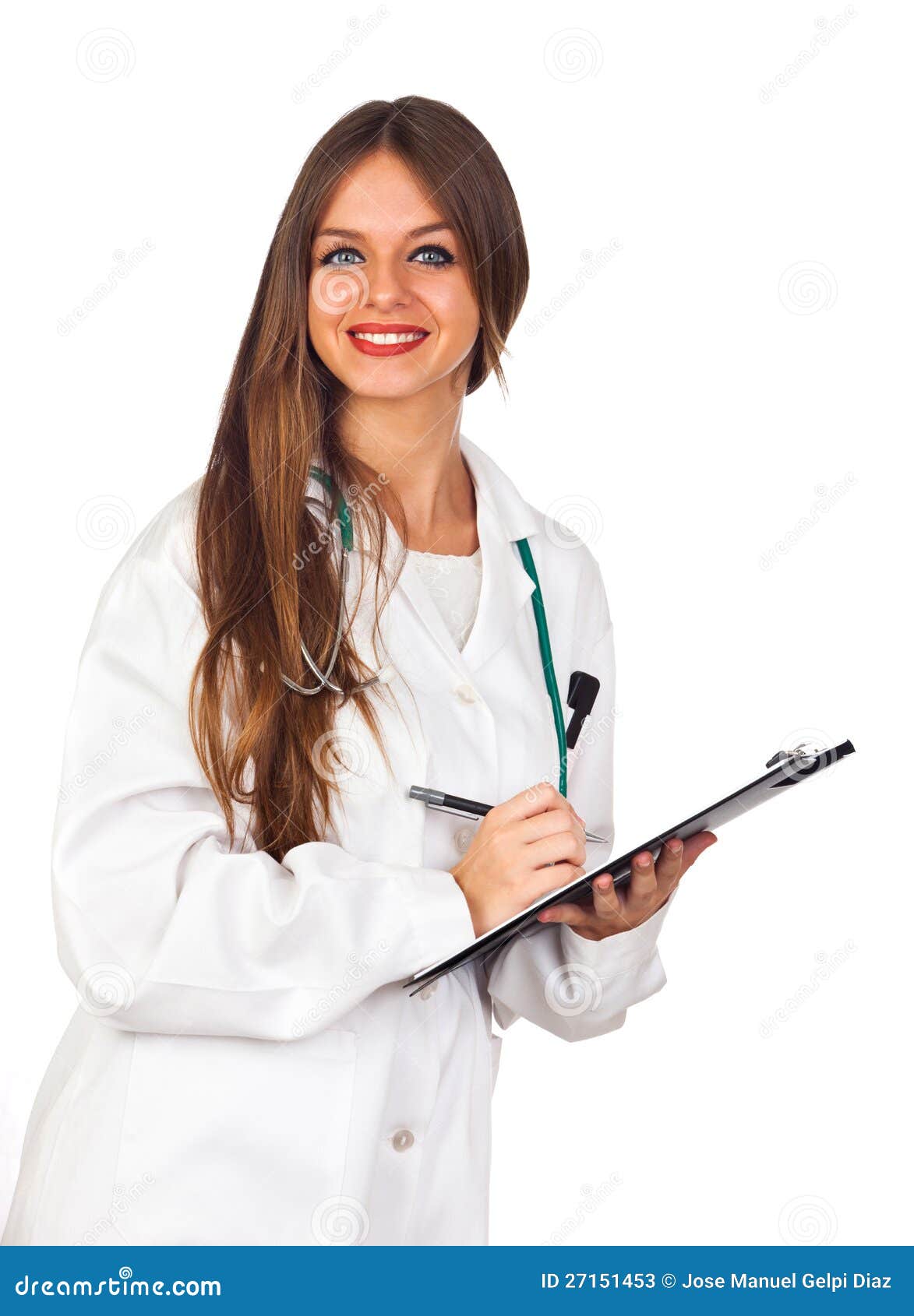 Beautiful Young Doctor Writing in a Folder Stock Image - Image of care ...