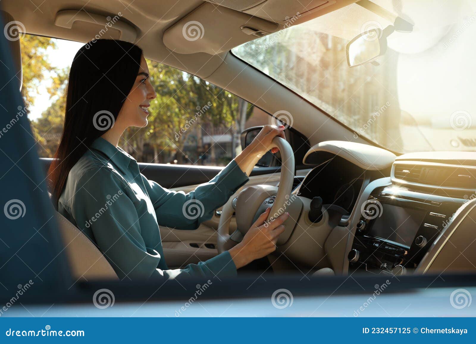 Beautiful Young Driver Sitting in Modern Car Stock Image - Image of ...