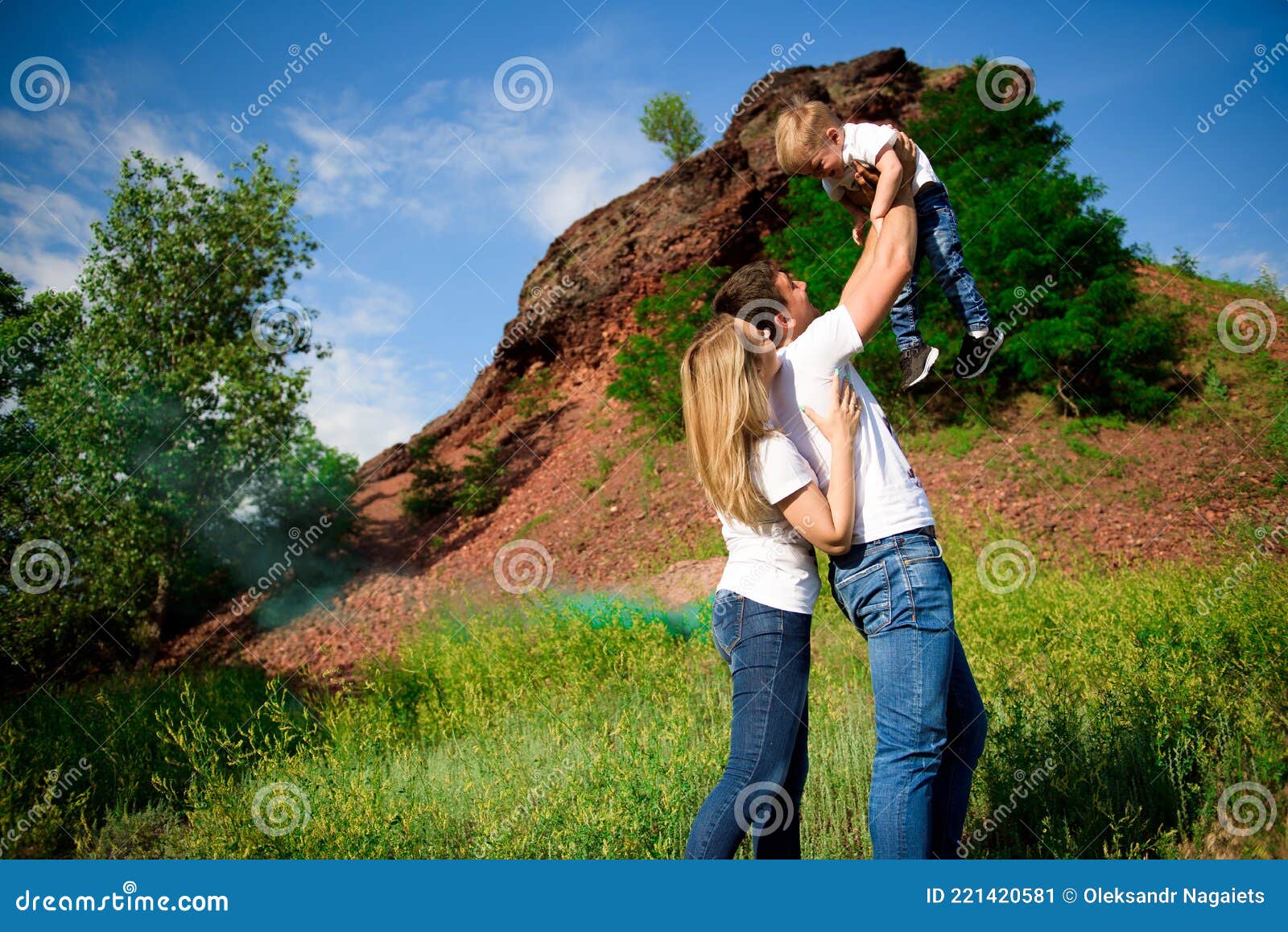 Beautiful Young Family on a Walk in Summer Stock Image - Image of happy ...
