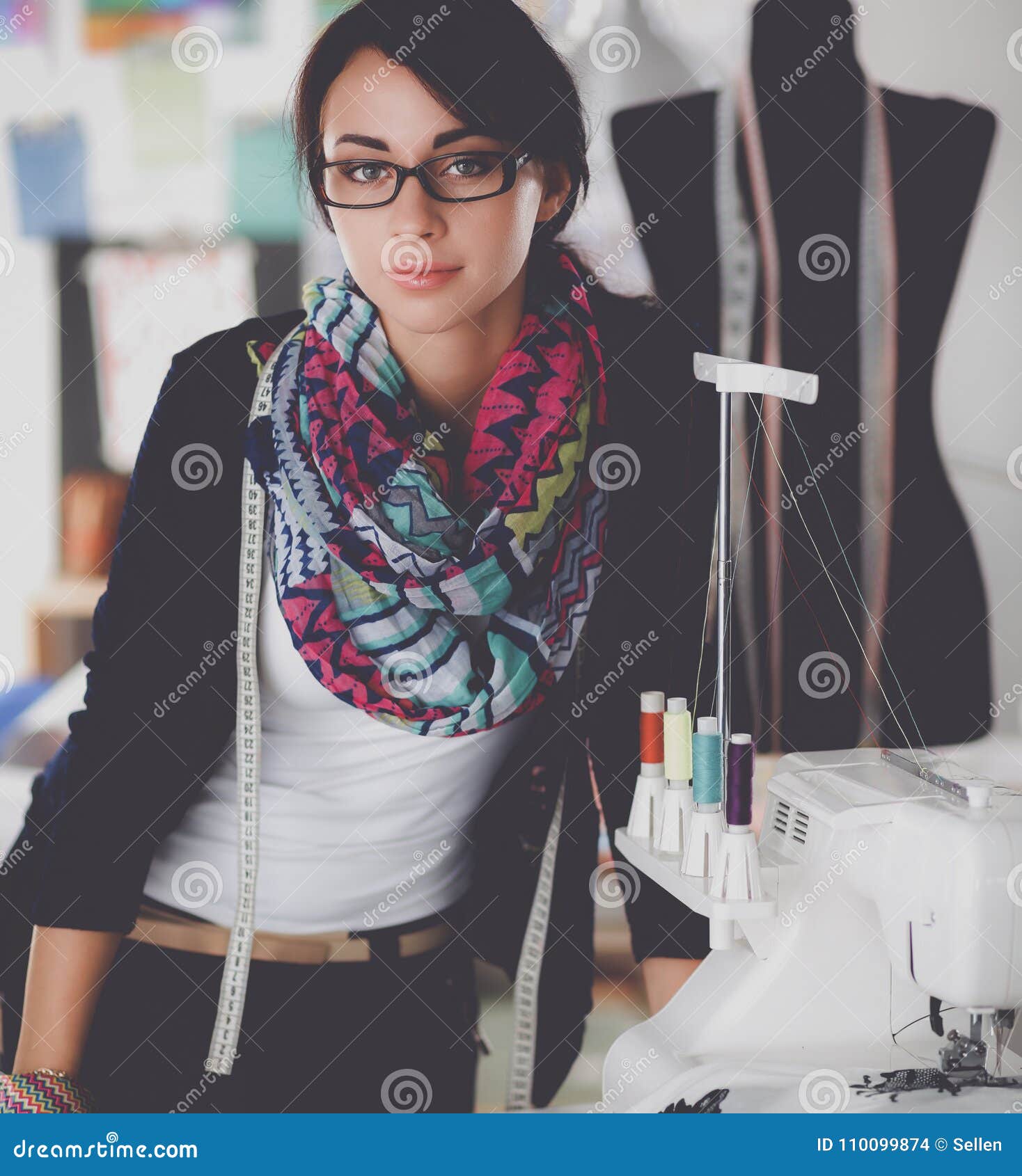 Beautiful Young Fashion Designer Standing in Studio Stock Photo - Image ...