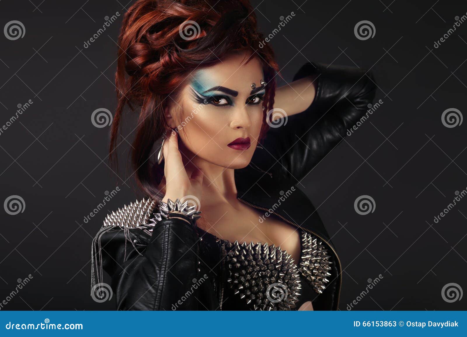Beautiful Young Female in a Jacket with Makeup Bra Stock Image - Image ...