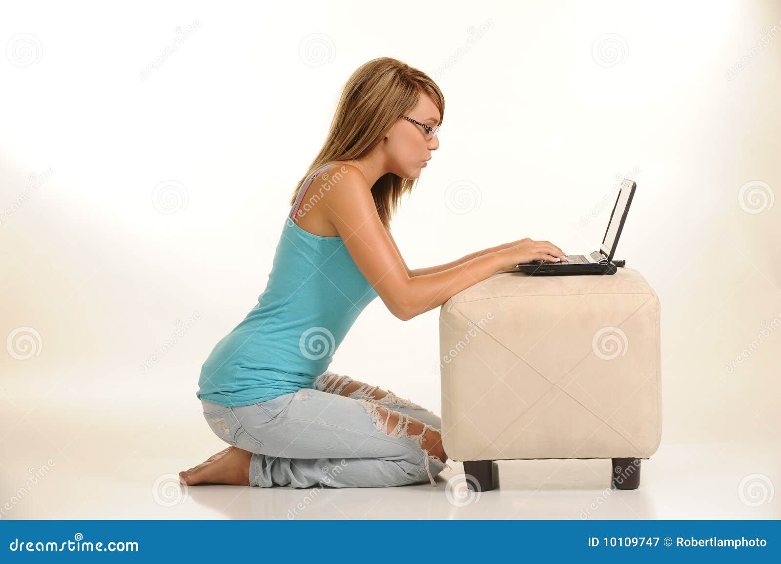 Beautiful Young Female with Laptop Stock Image - Image of laptop ...