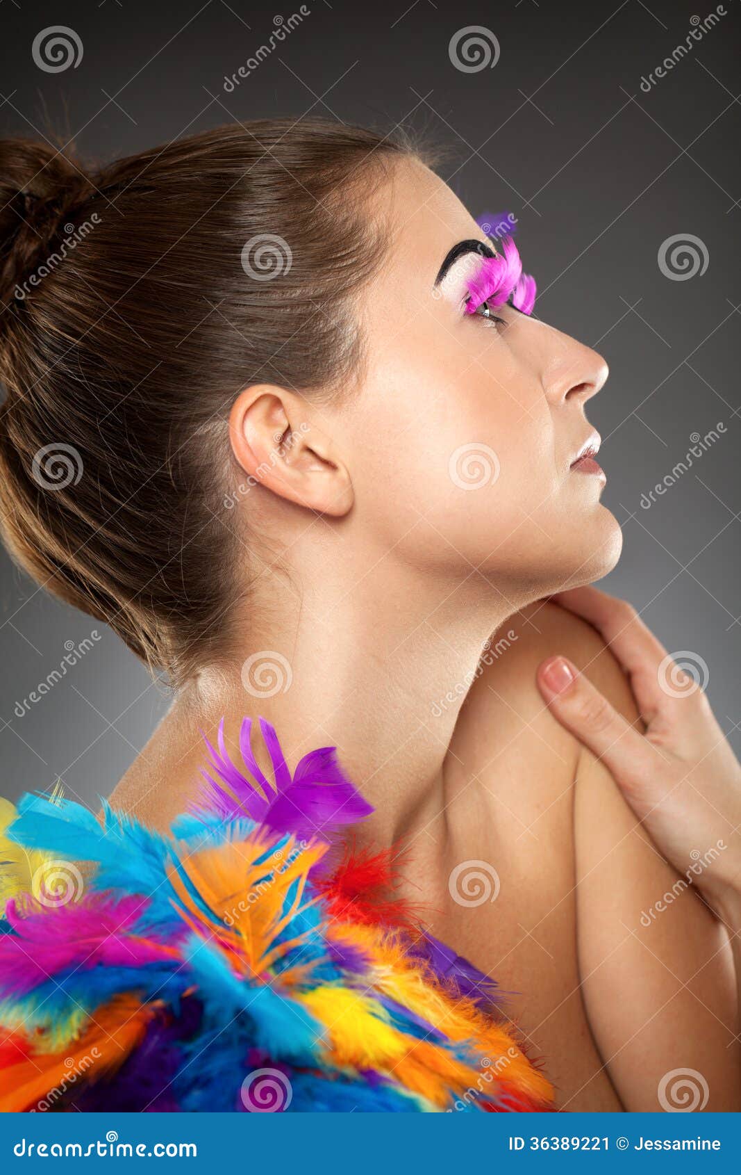 Beautiful Young Female Model with Bold Make-up Stock Image - Image of ...