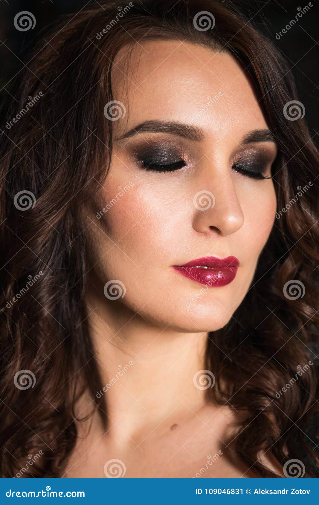 Beautiful Young Female Model Portrait in Dark Stock Image - Image of ...