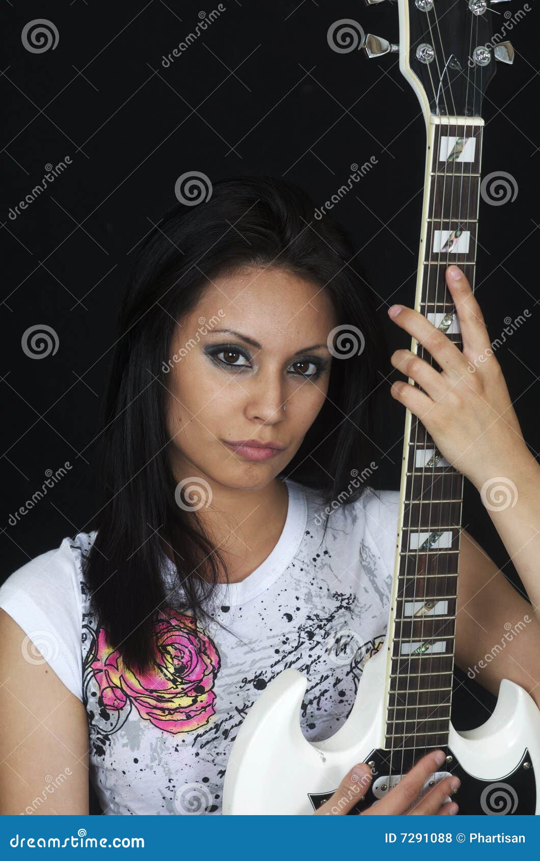 Beautiful Young Female Musician Stock Photo - Image of guitarist ...