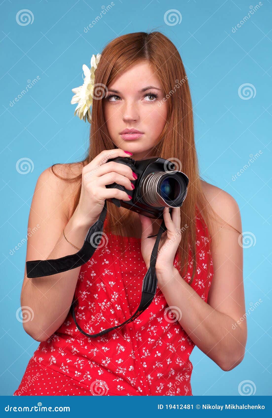 Beautiful Young Female Photographer Stock Image - Image of holding ...