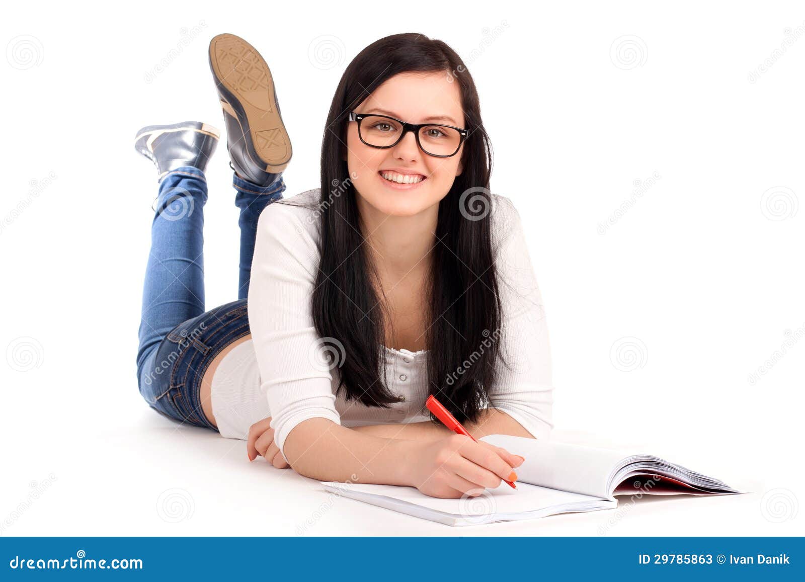 Student lying and studying stock image. Image of teen - 29785863