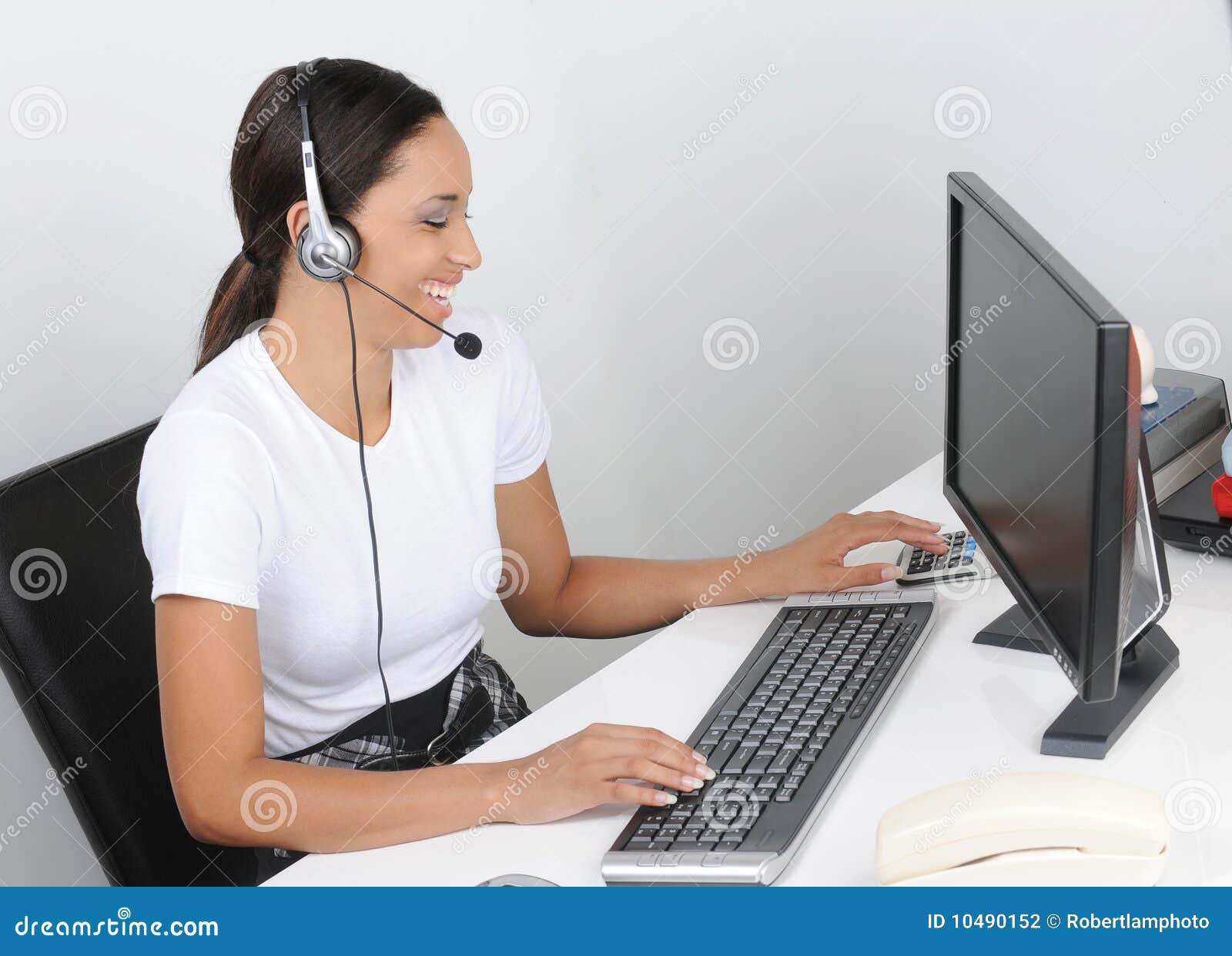 Beautiful Young Female at Work Stock Photo - Image of computer ...