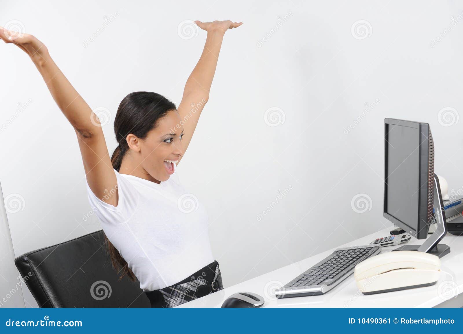 Beautiful Young Female at Work Stock Image - Image of card, charging ...