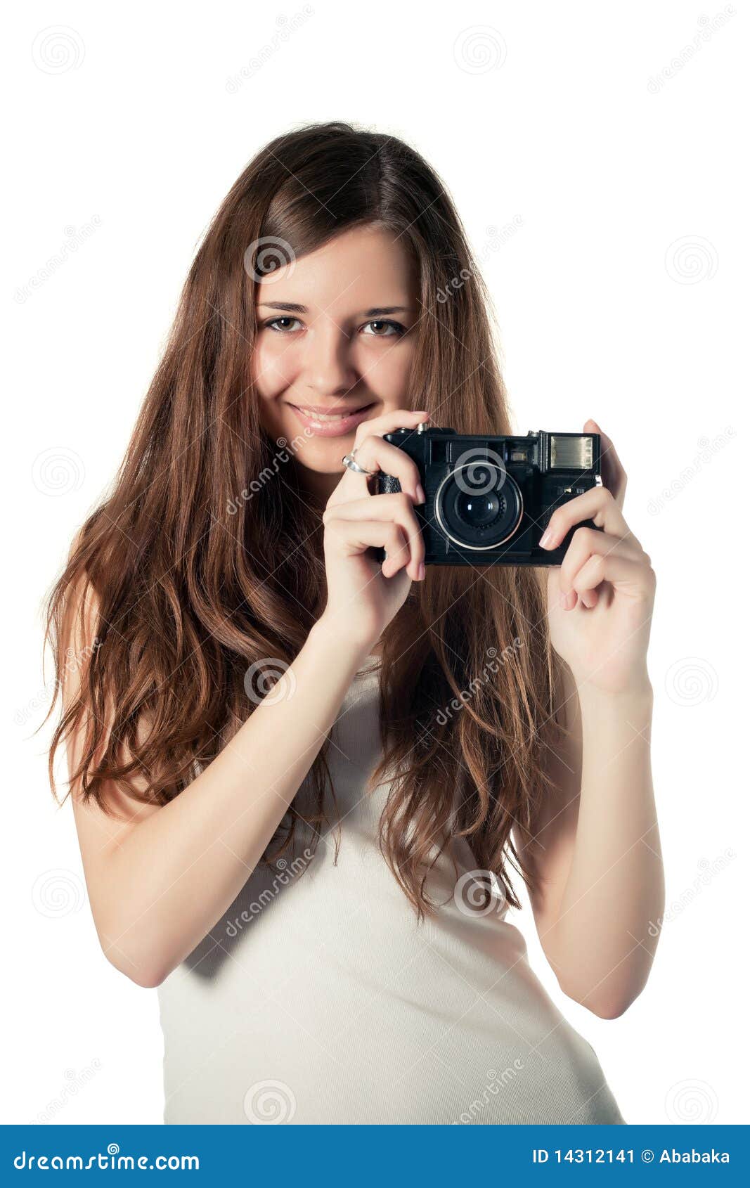 Beautiful Young Girl with Camera Stock Image - Image of caucasian ...