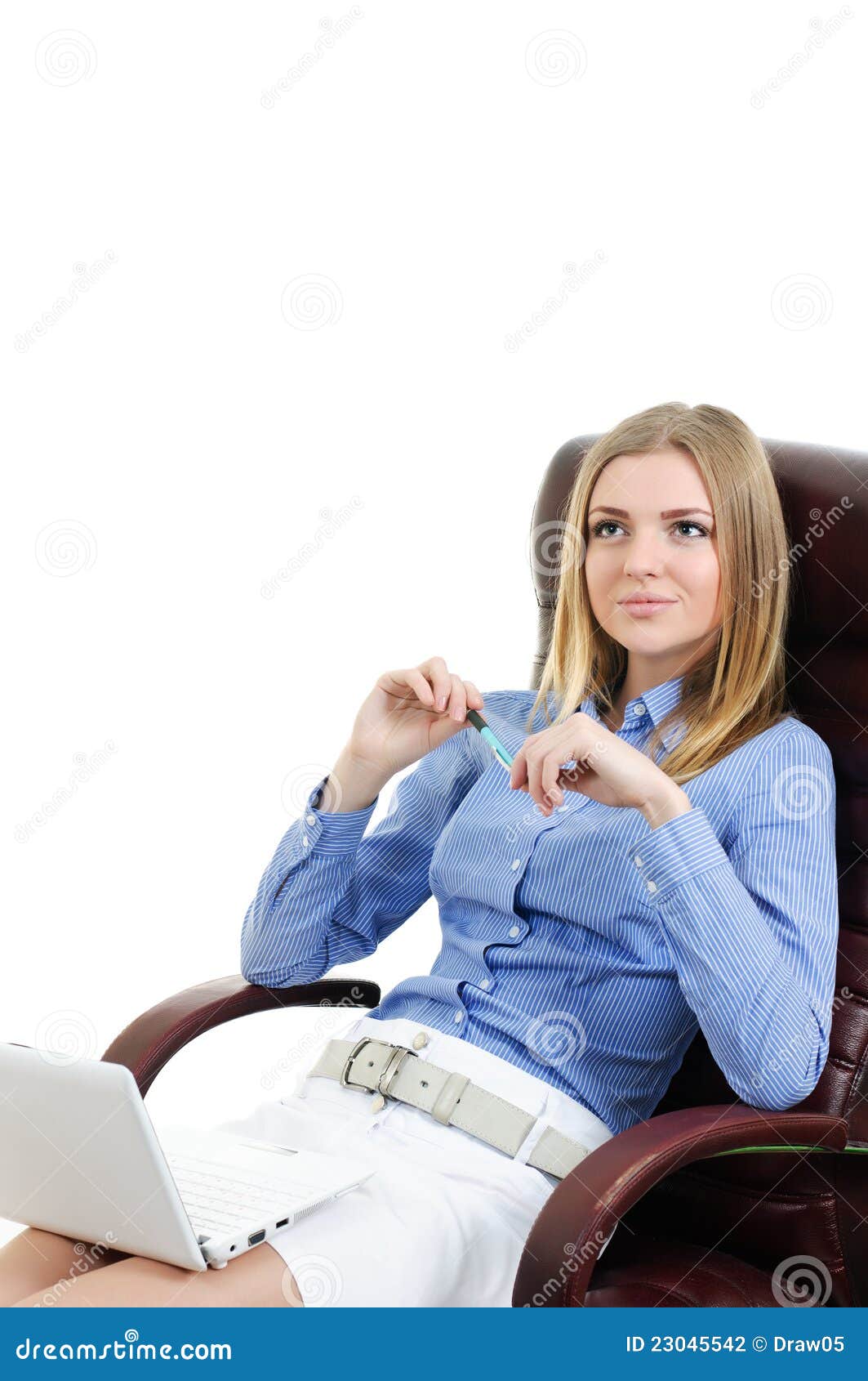 Beautiful Young Girl in a Chair Stock Photo - Image of busy, modern ...