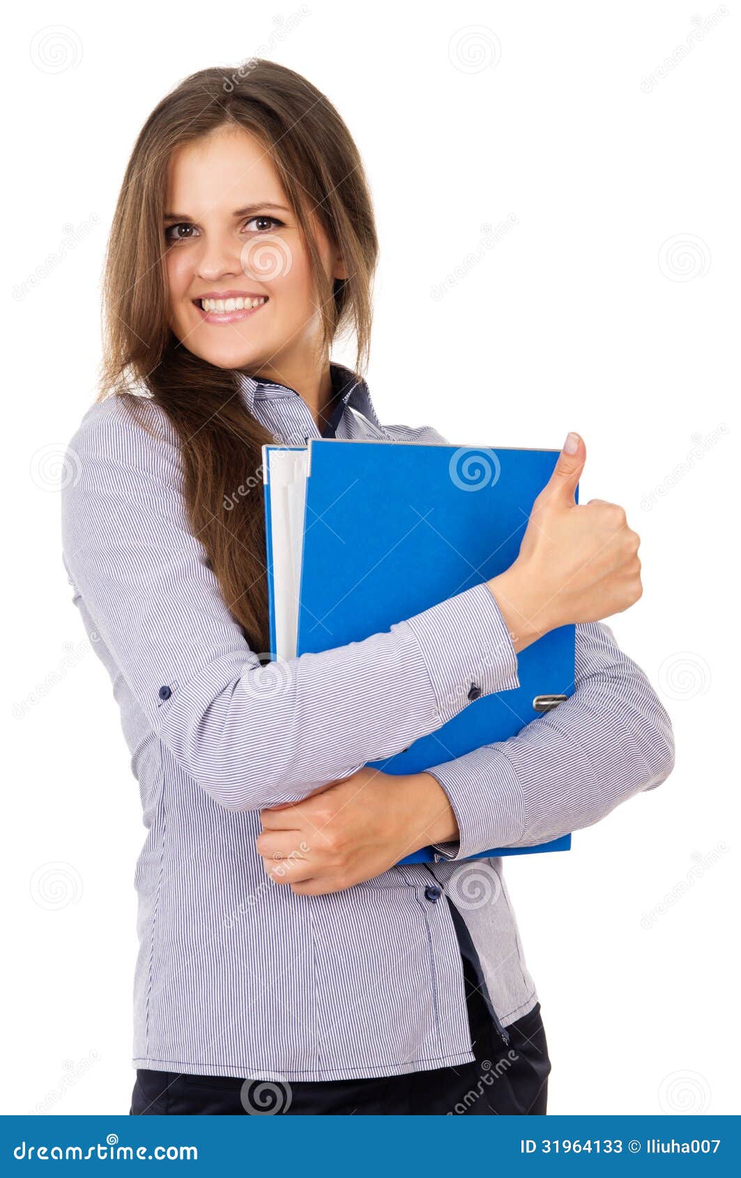 Beautiful Young Girl with a Folder is Stock Image - Image of confident ...