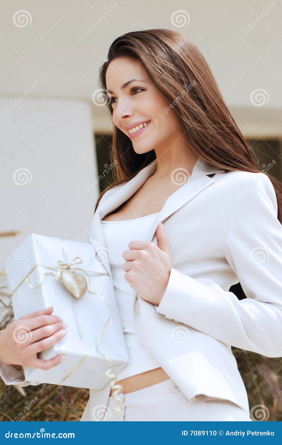 The Beautiful Young Girl with a Gift Stock Photo - Image of adolescence ...