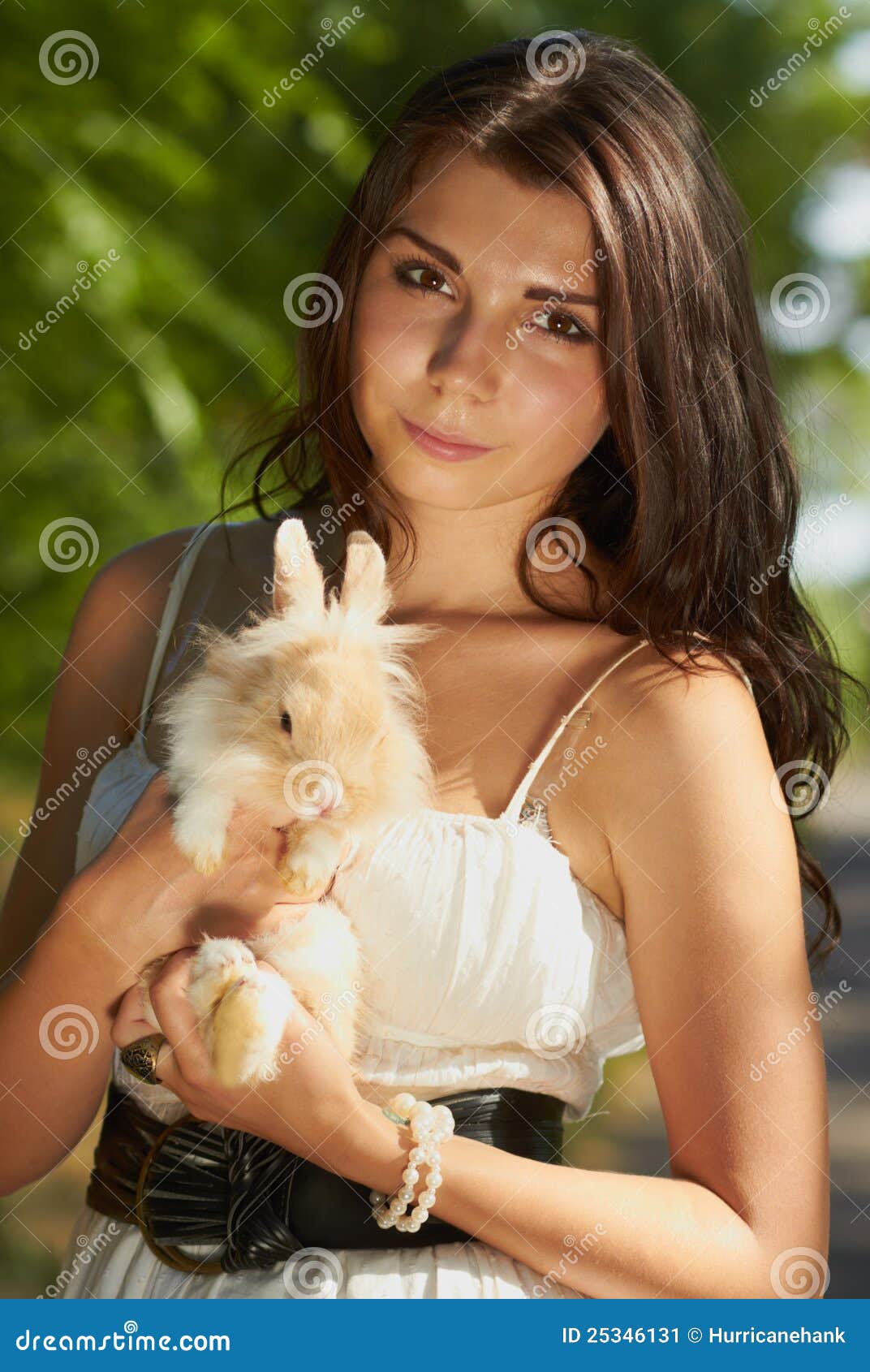 Beautiful Young Girl Holding a Bunny Stock Image - Image of rabbit ...