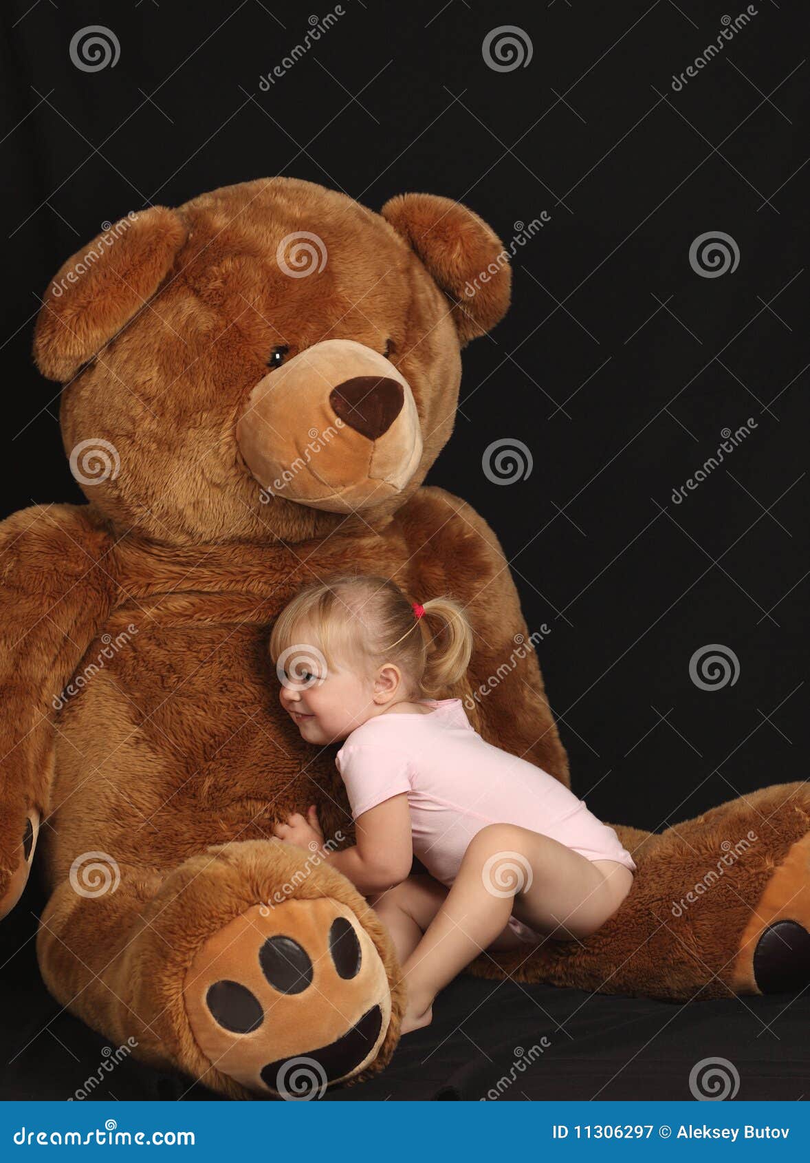 Beautiful Young Girl with Huge Bear Stock Image - Image of cheerful ...