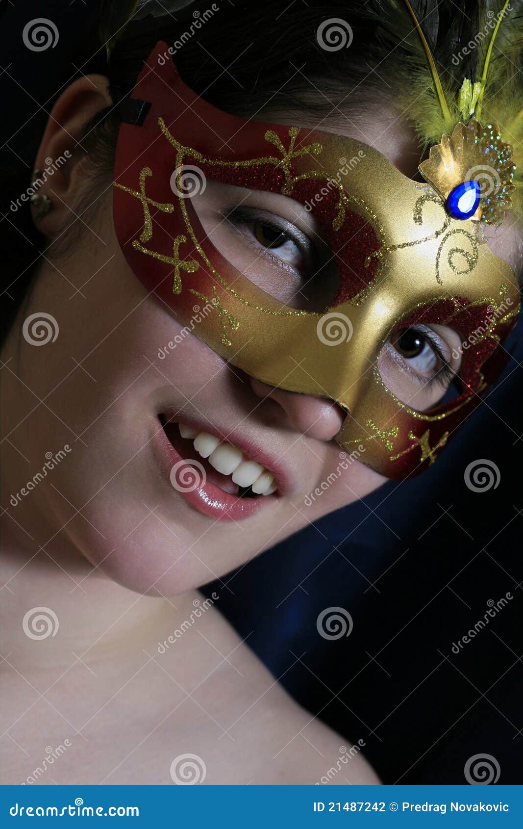 The Beautiful Young Girl in a Mask Stock Photo - Image of desire, lips ...