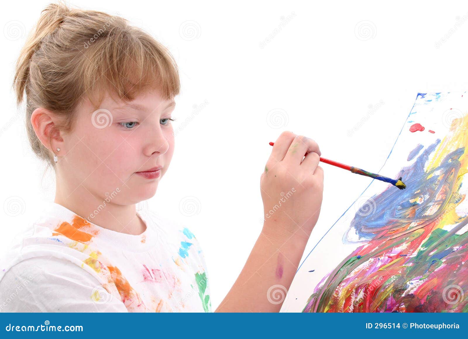 Beautiful Young Girl Painting Stock Photo - Image of child, blonde: 296514