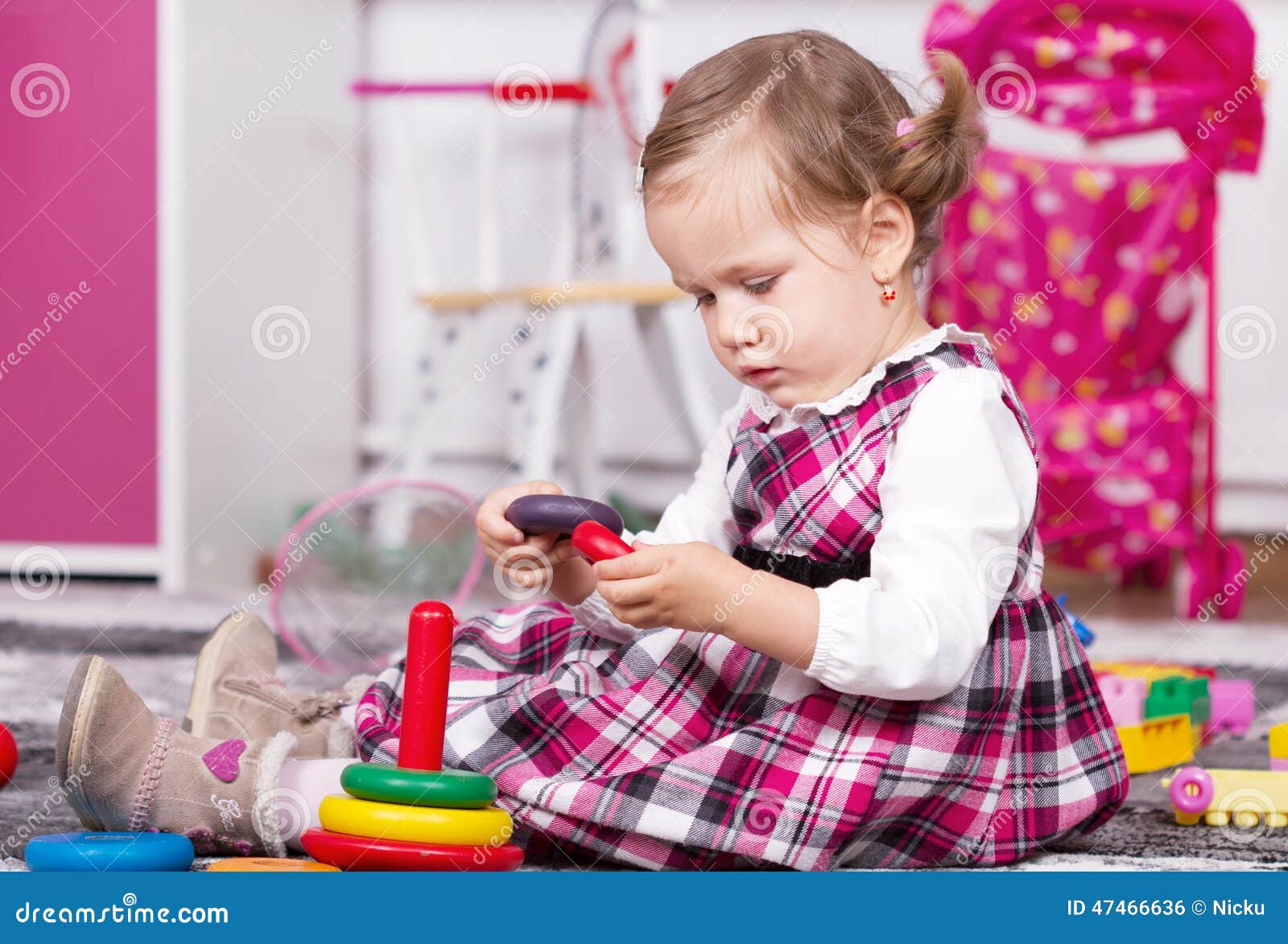 Beautiful Young Girl Playing Inside Stock Photo - Image of happiness ...