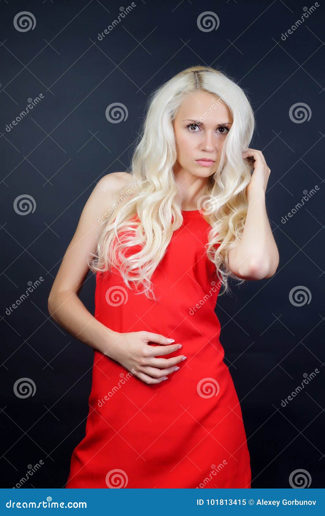 Lady in red stock image. Image of indoors, gorgeous - 101813415