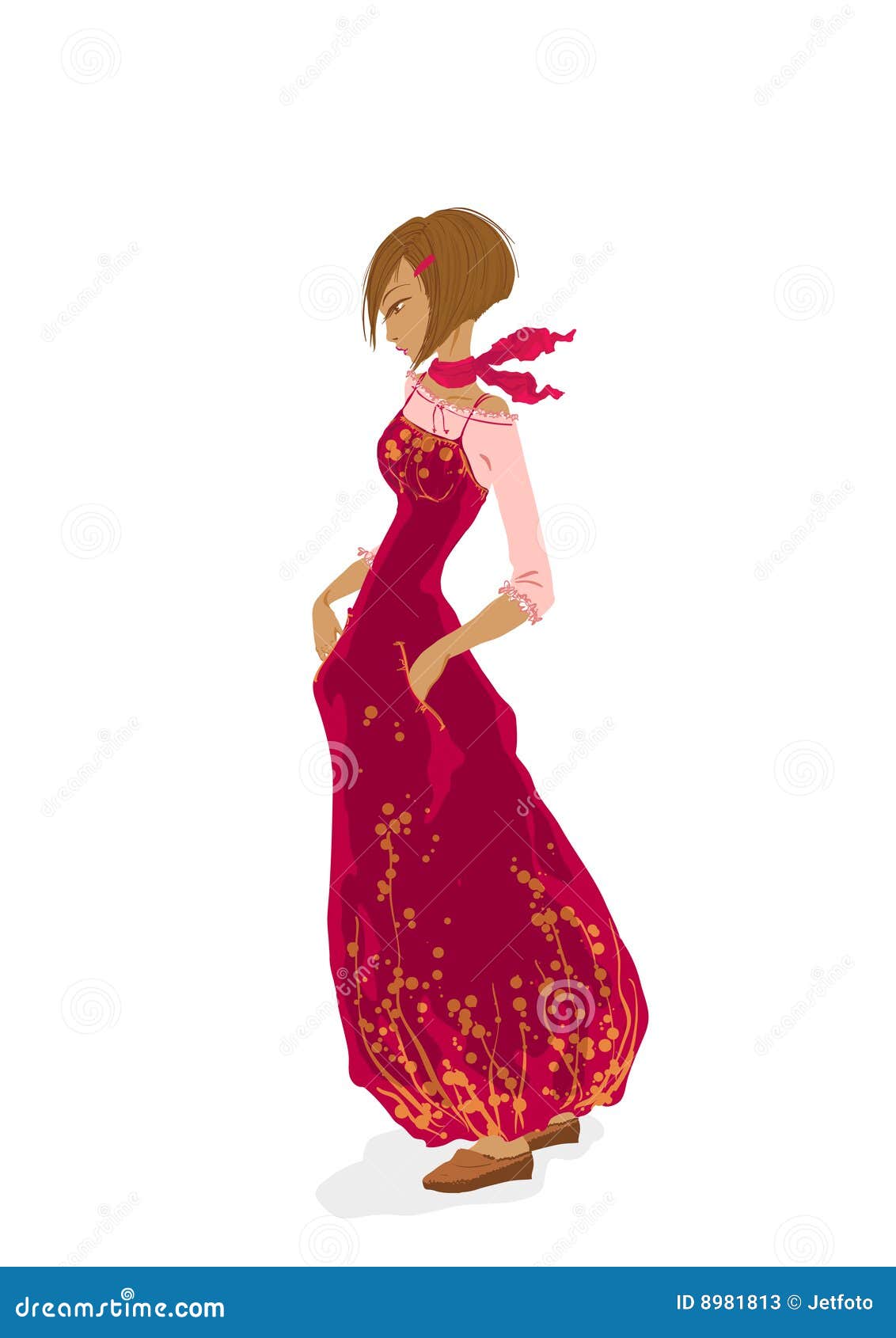 Beautiful Young Girl in Red Stock Vector - Illustration of clothing ...