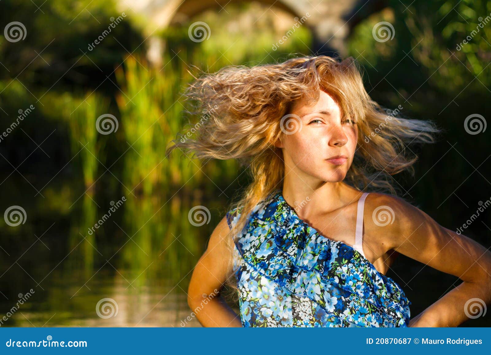 Beautiful Young Girl on the River Stock Image - Image of nature, forest ...
