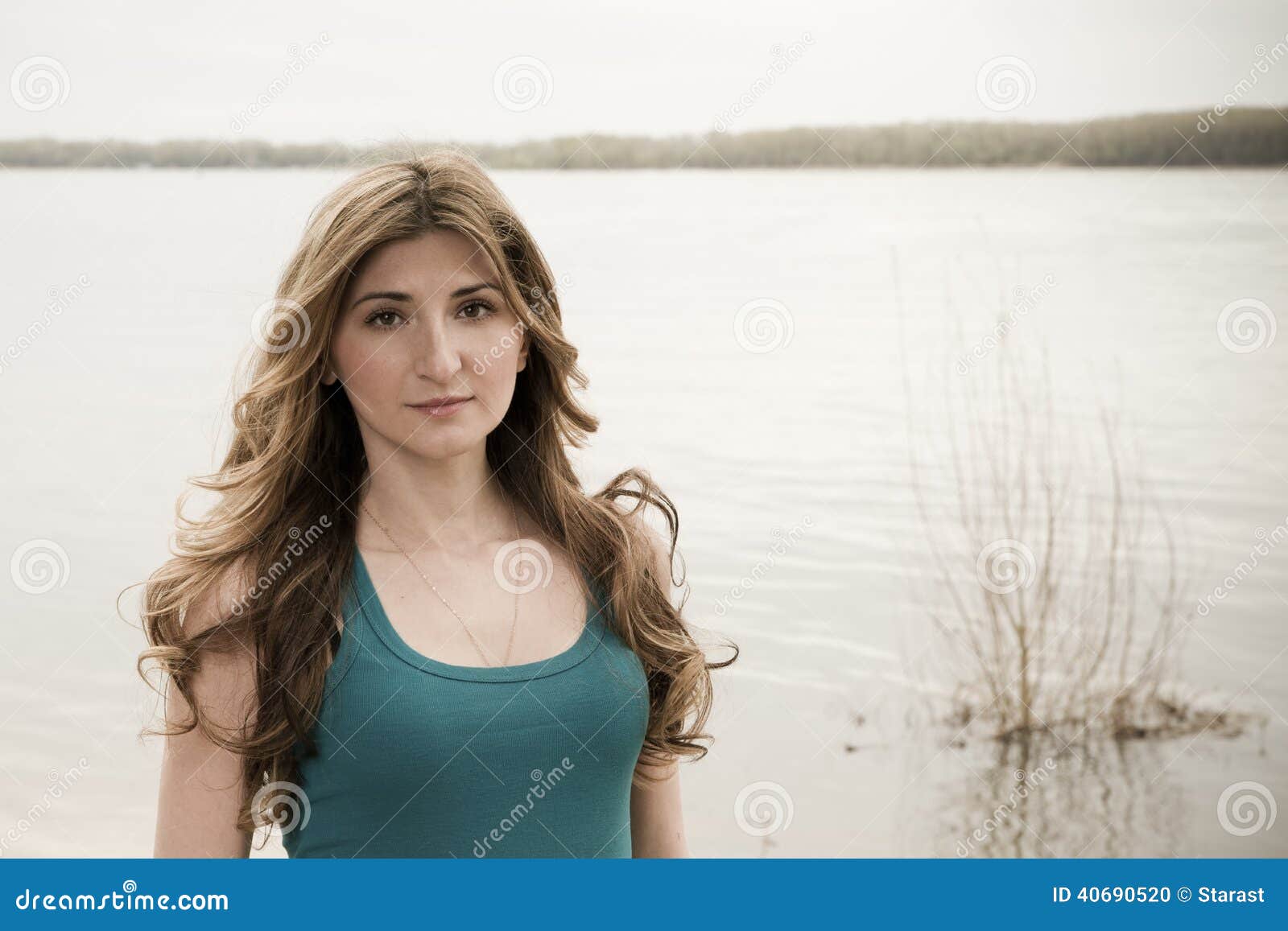 Beautiful Young Girl on River. Stock Photo - Image of portrait, girl ...