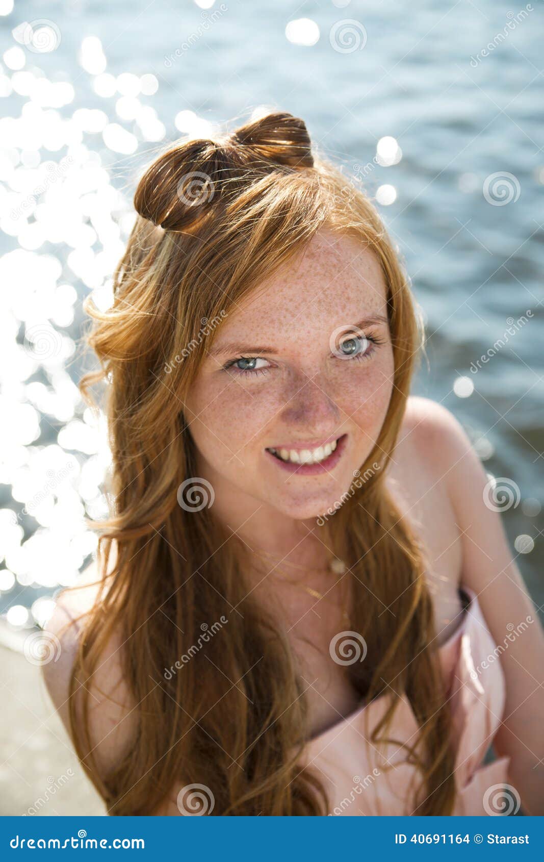 Beautiful Young Girl on River Stock Photo - Image of beauty, hair: 40691164