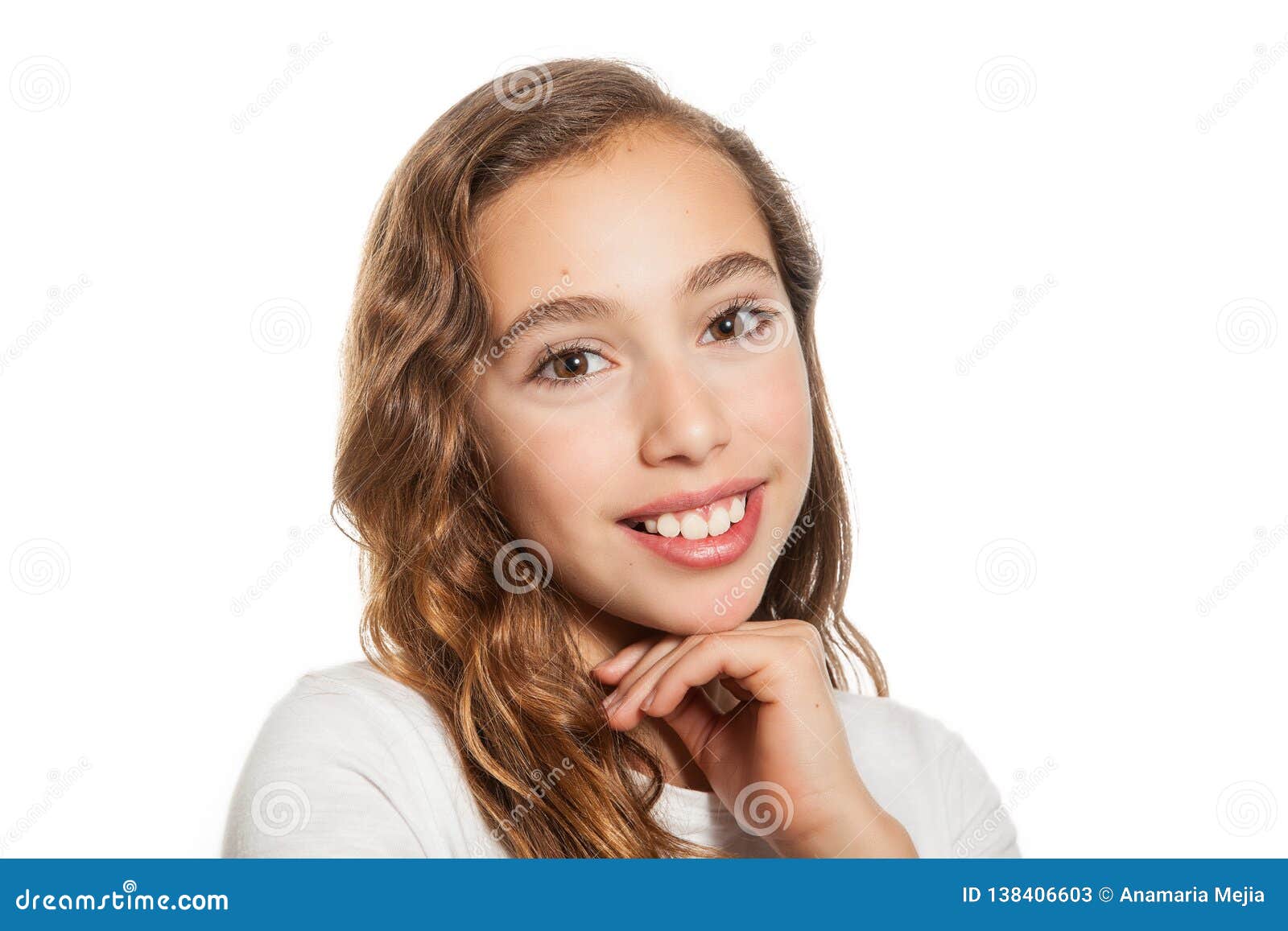 Beautiful Young Girl Thinking or Having an Idea Isolated Stock Image ...
