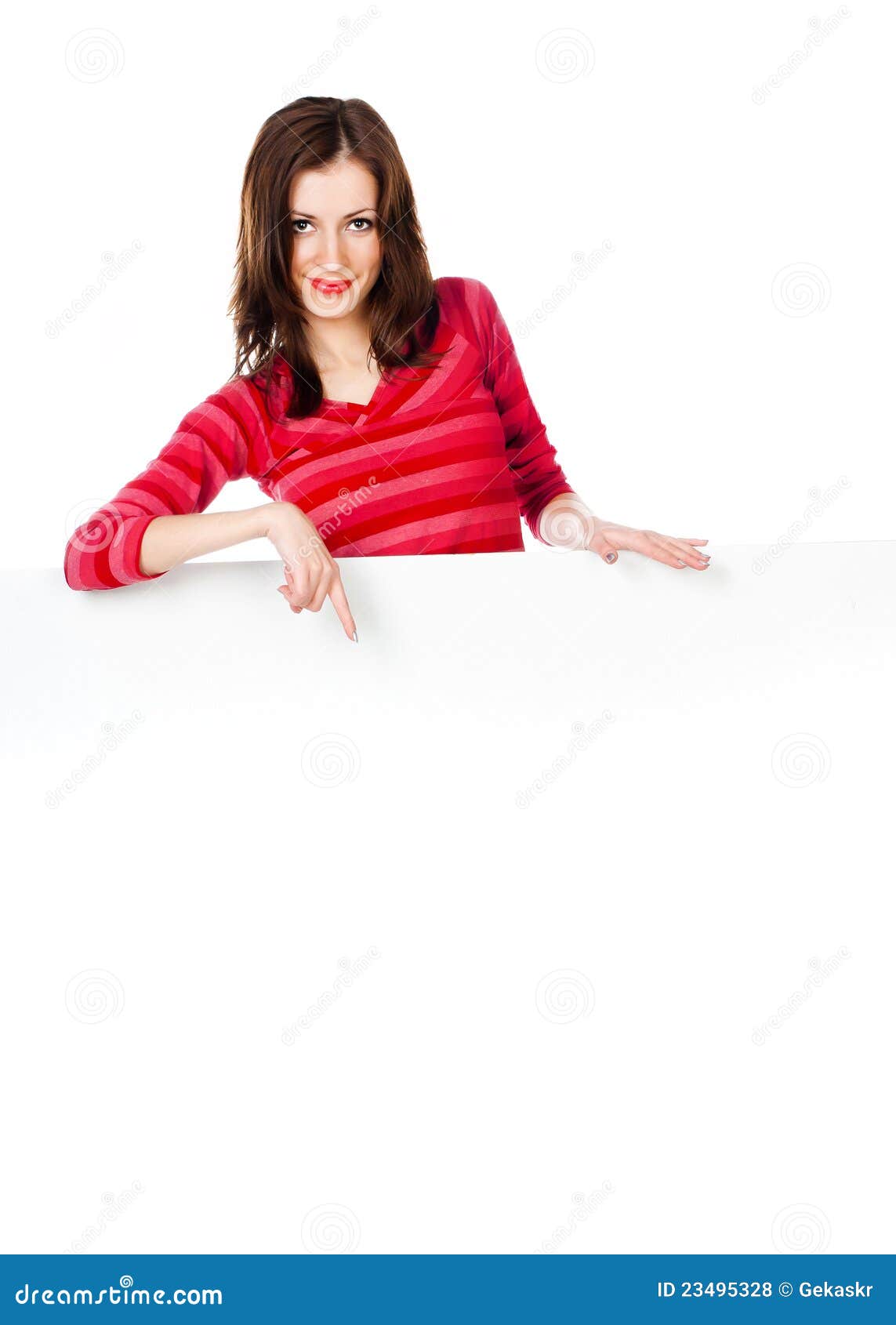 Beautiful Young Girl with a White Poster Stock Photo - Image of ...