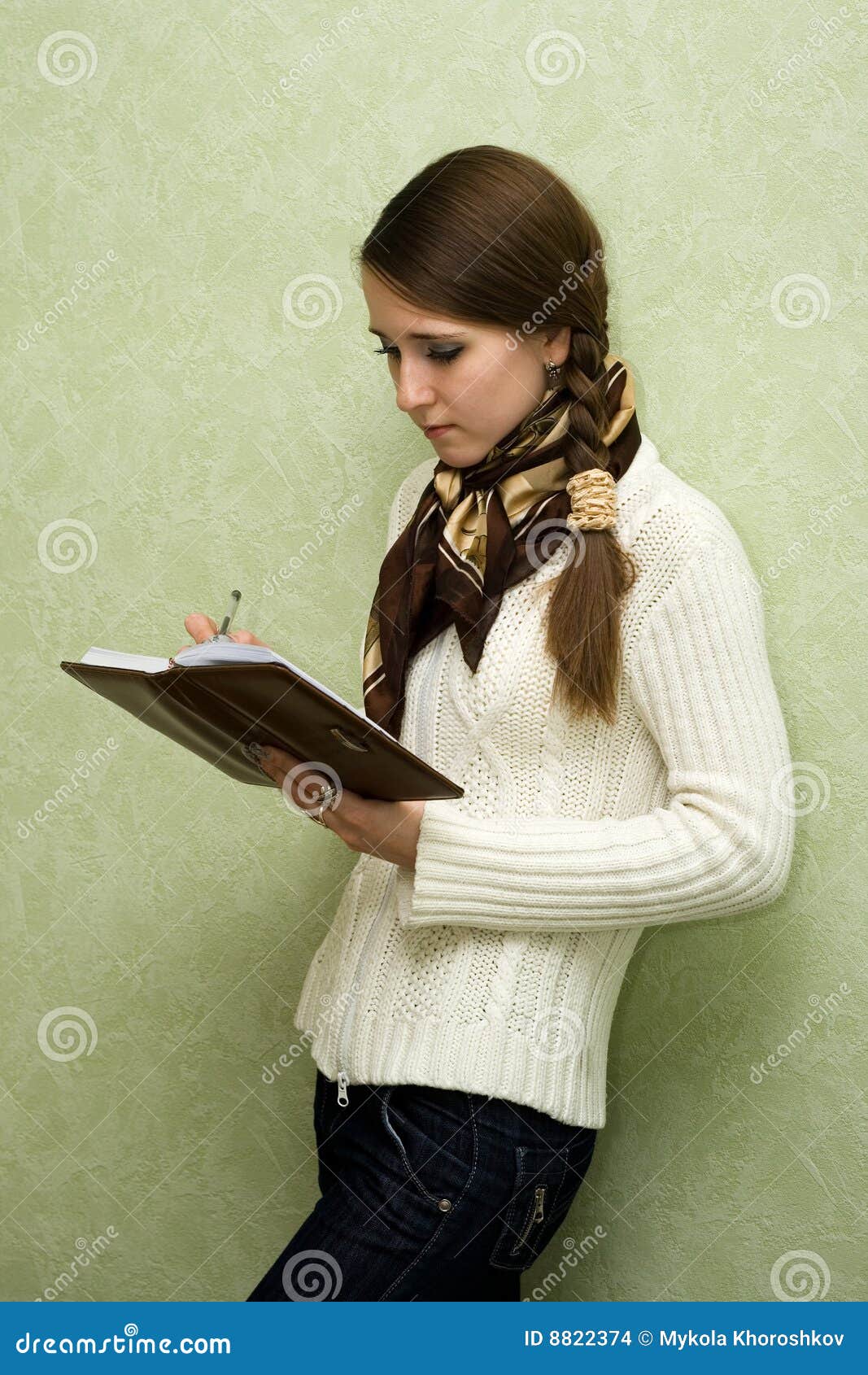 Beautiful Young Girl Writing at Notebook Stock Photo - Image of modern ...