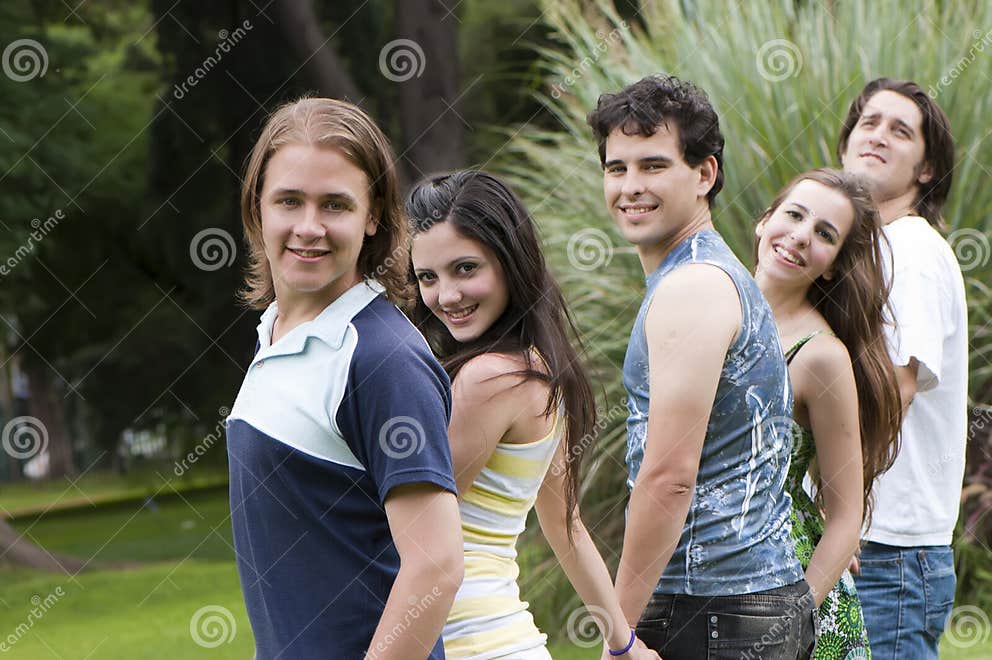 Beautiful Young Guy and Friends Group Stock Image - Image of ...