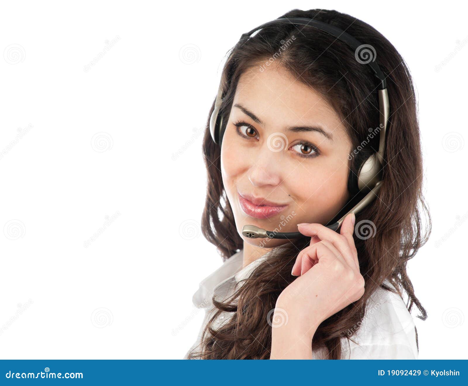 Beautiful Young Helpdesk Operator Stock Image - Image of brunette ...