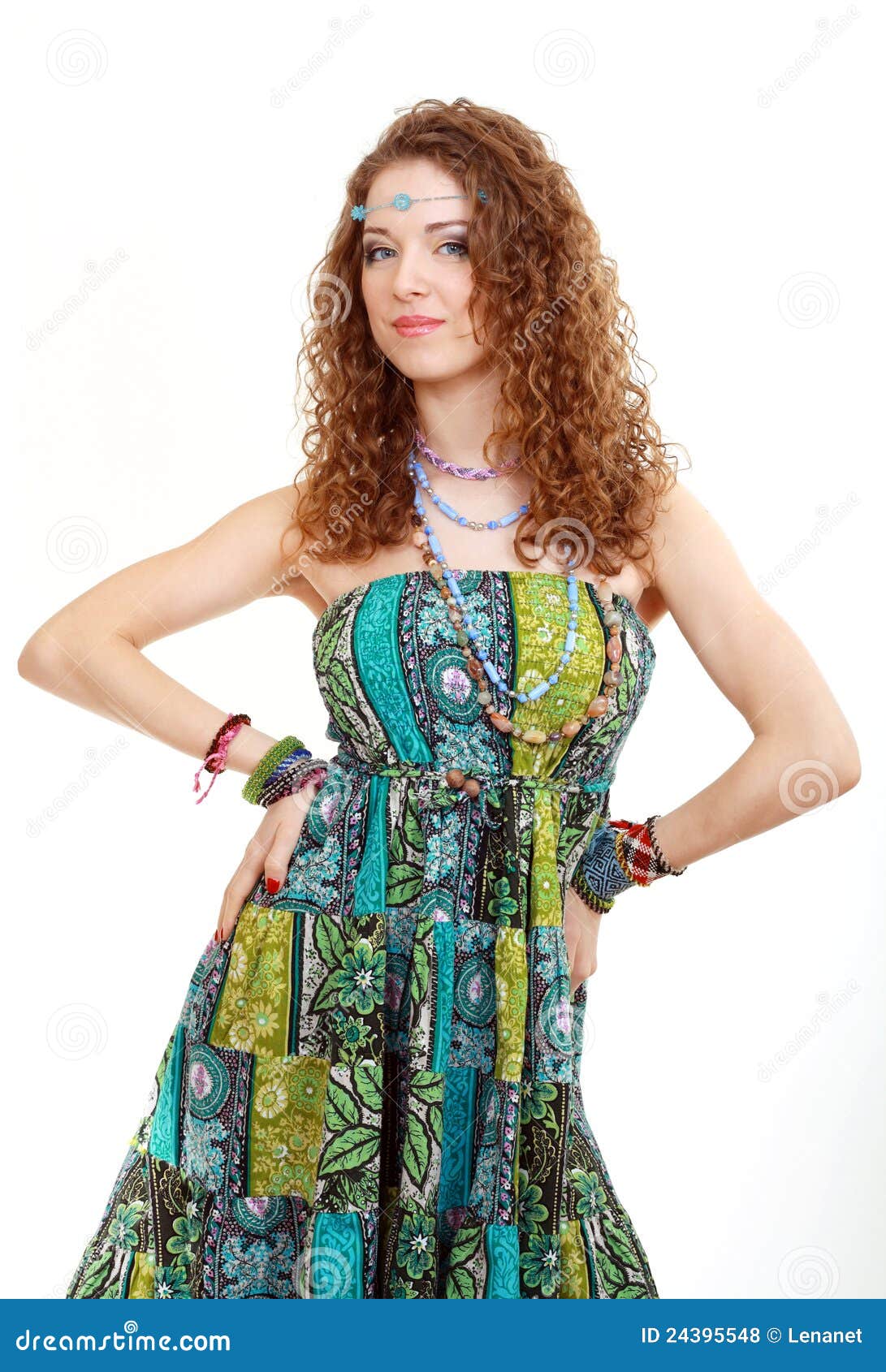 Beautiful Young Hippie Woman Smiling Stock Photo - Image of fashion ...