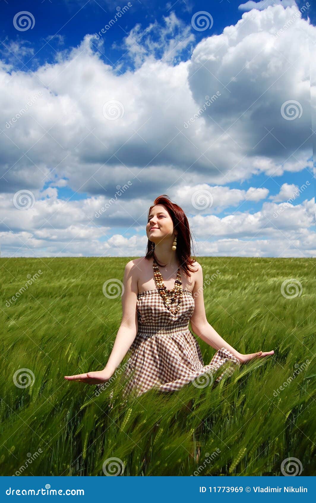 Beautiful Young Irl at Green Field Stock Image - Image of female ...