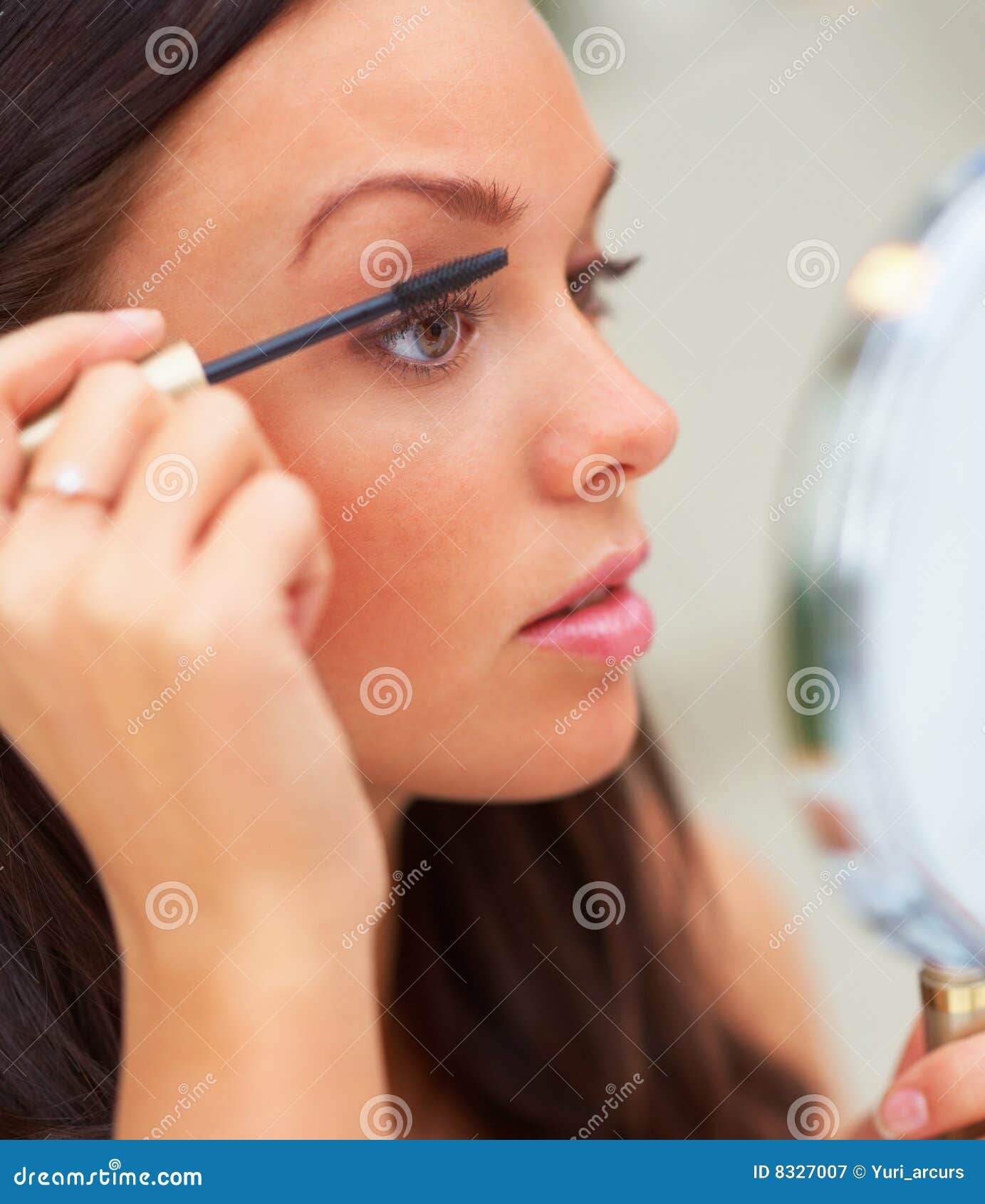 Beautiful Young Lady Applying Makeup Stock Image - Image of holding ...