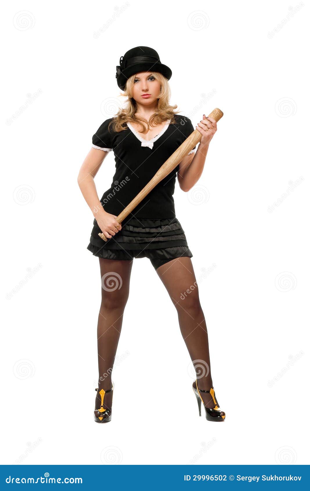 Beautiful Young Lady with a Bat Stock Photo - Image of female, lady ...